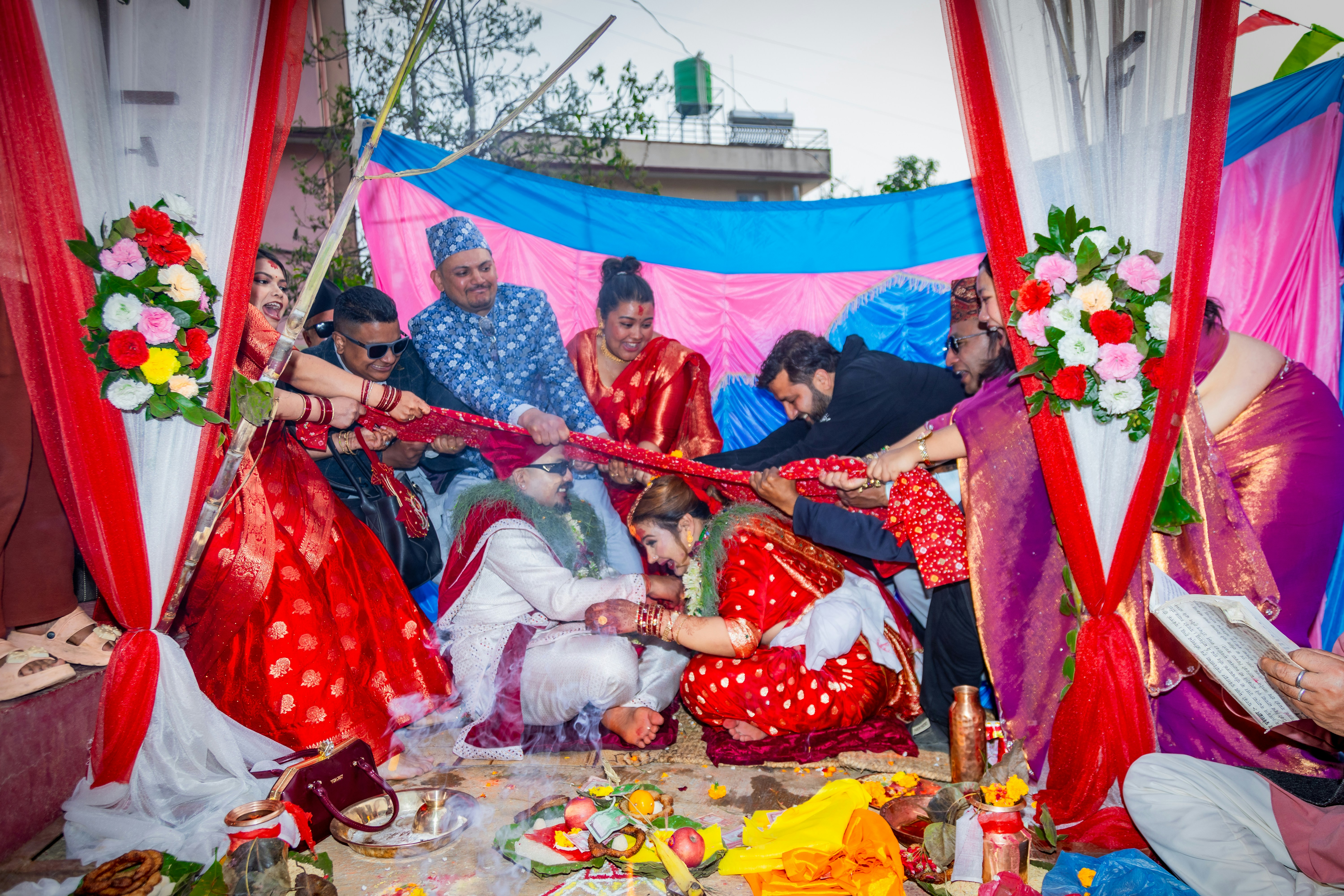 Saris and a Sacred Thread: A Festive Wedding Garland