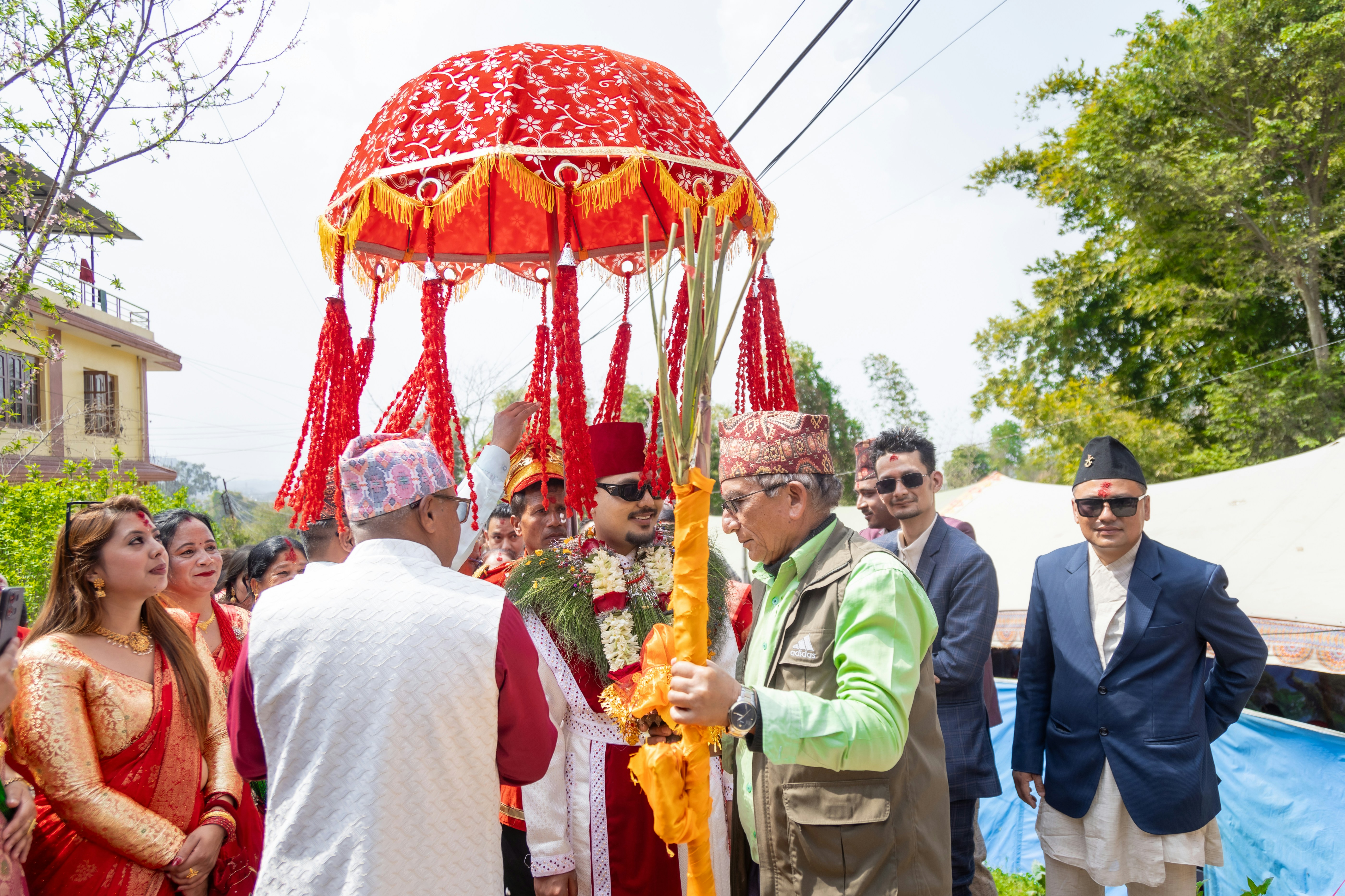 Colorful Odissi-Style Welcome Ceremony Under a Festive Umbrella