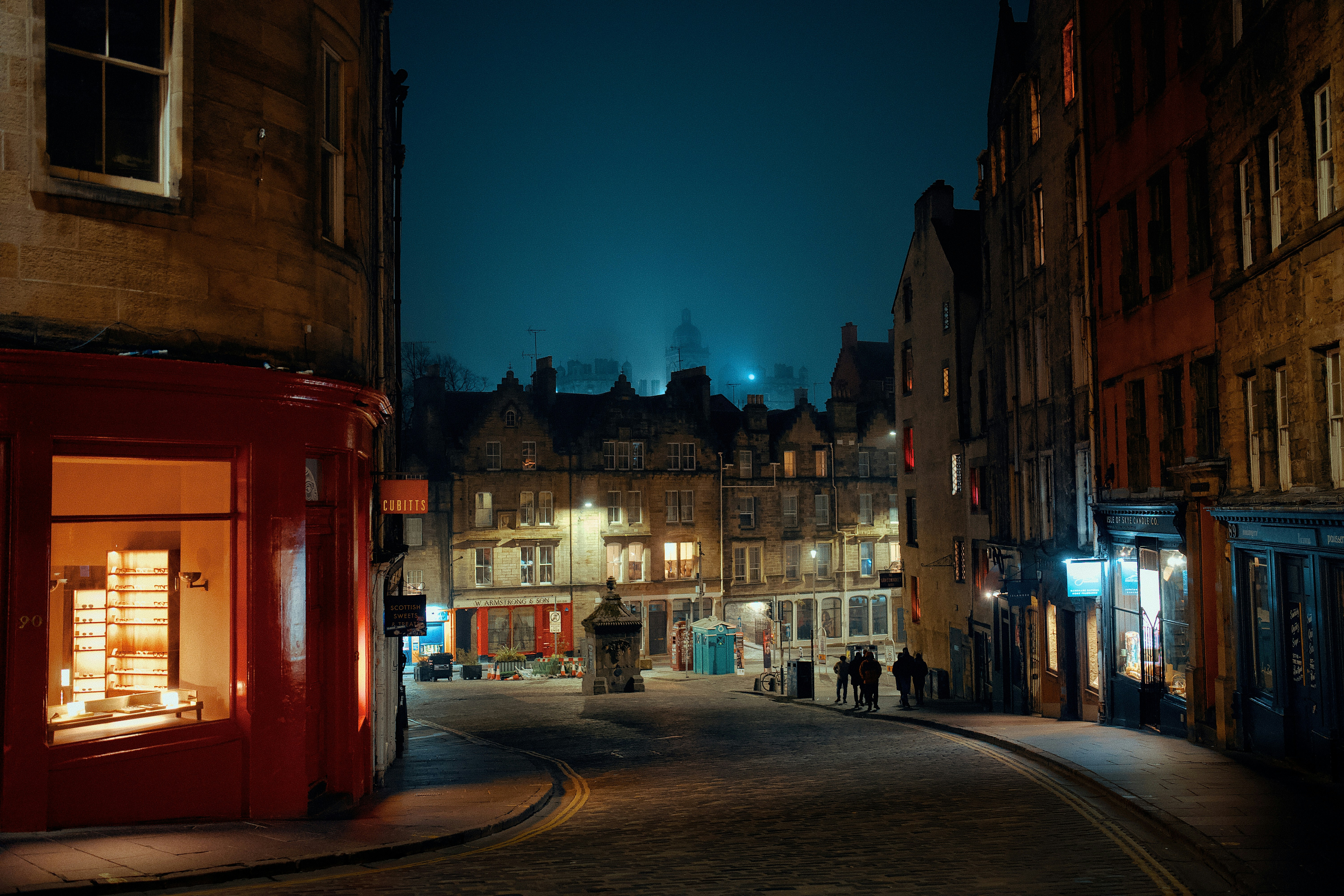Moonlit High Street: An Old Town Quietly Glows