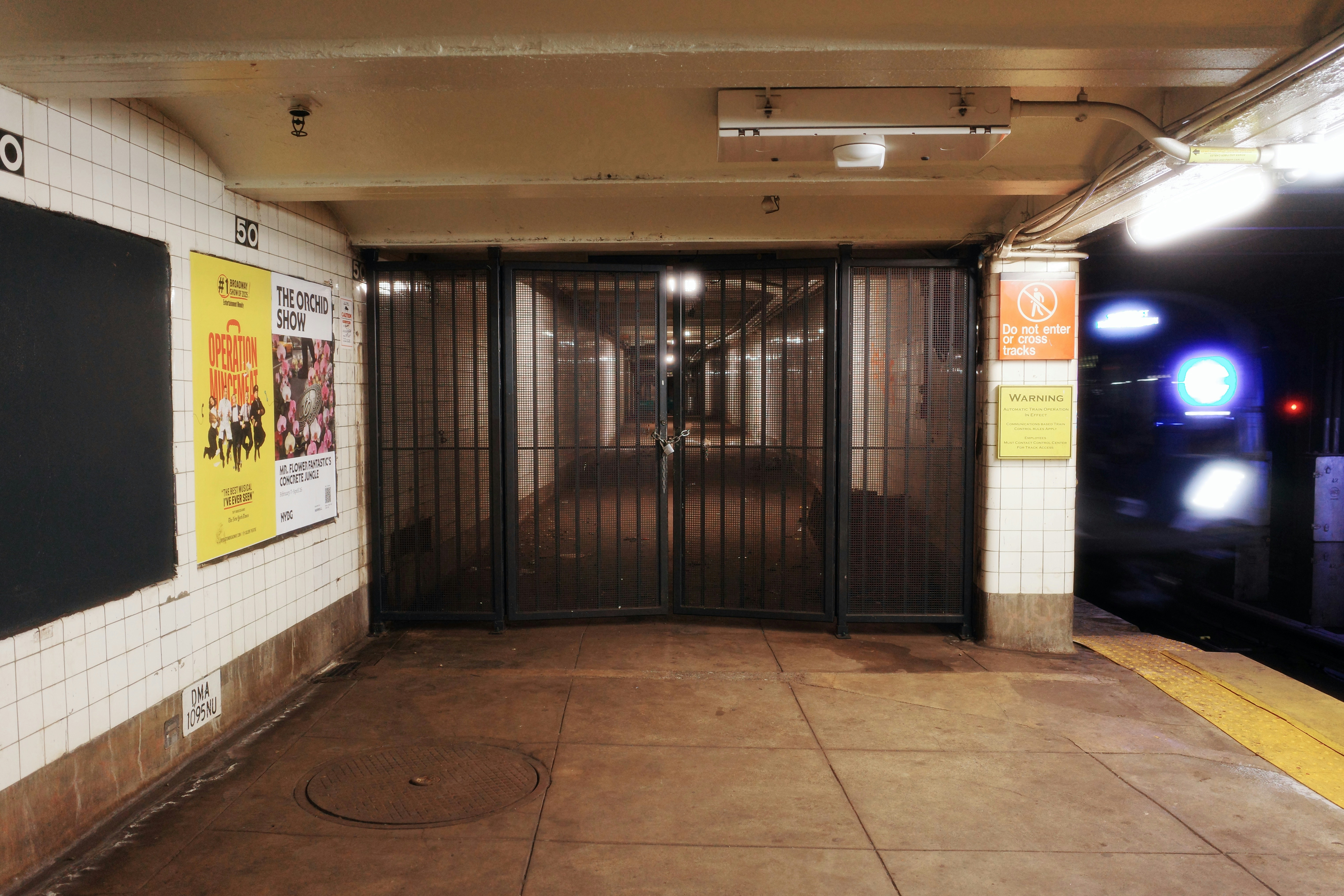 Midnight Gate: Empty Platform Leading to a Neon Tunnel