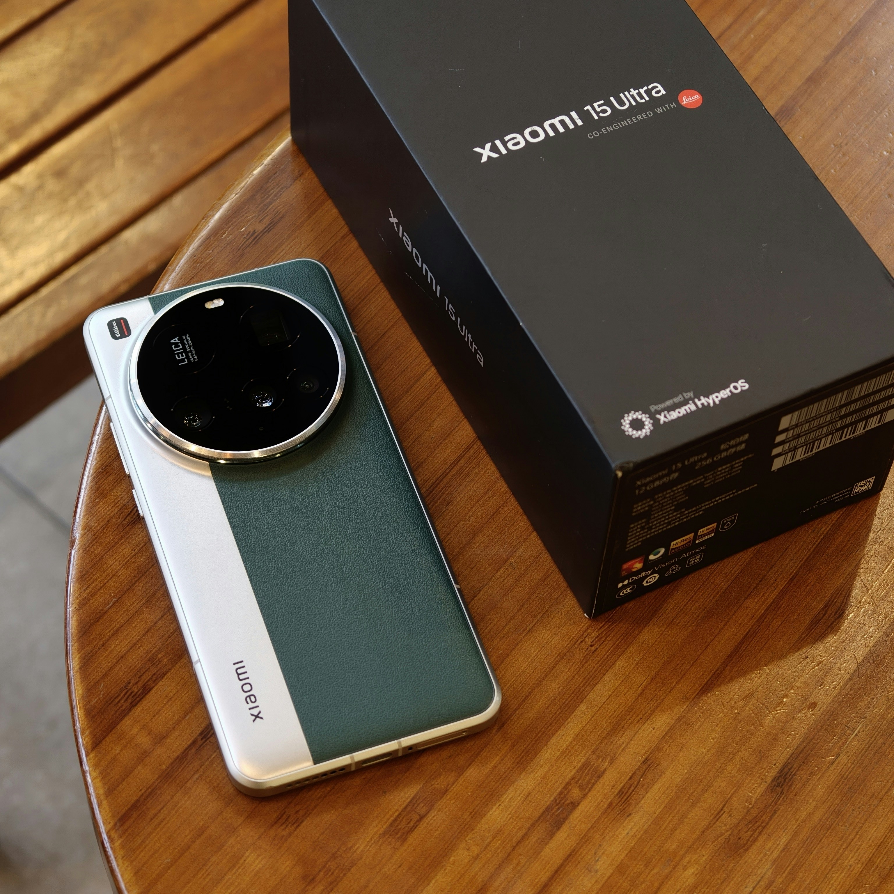 Xiaomi 15 Ultra on Wooden Table with Box