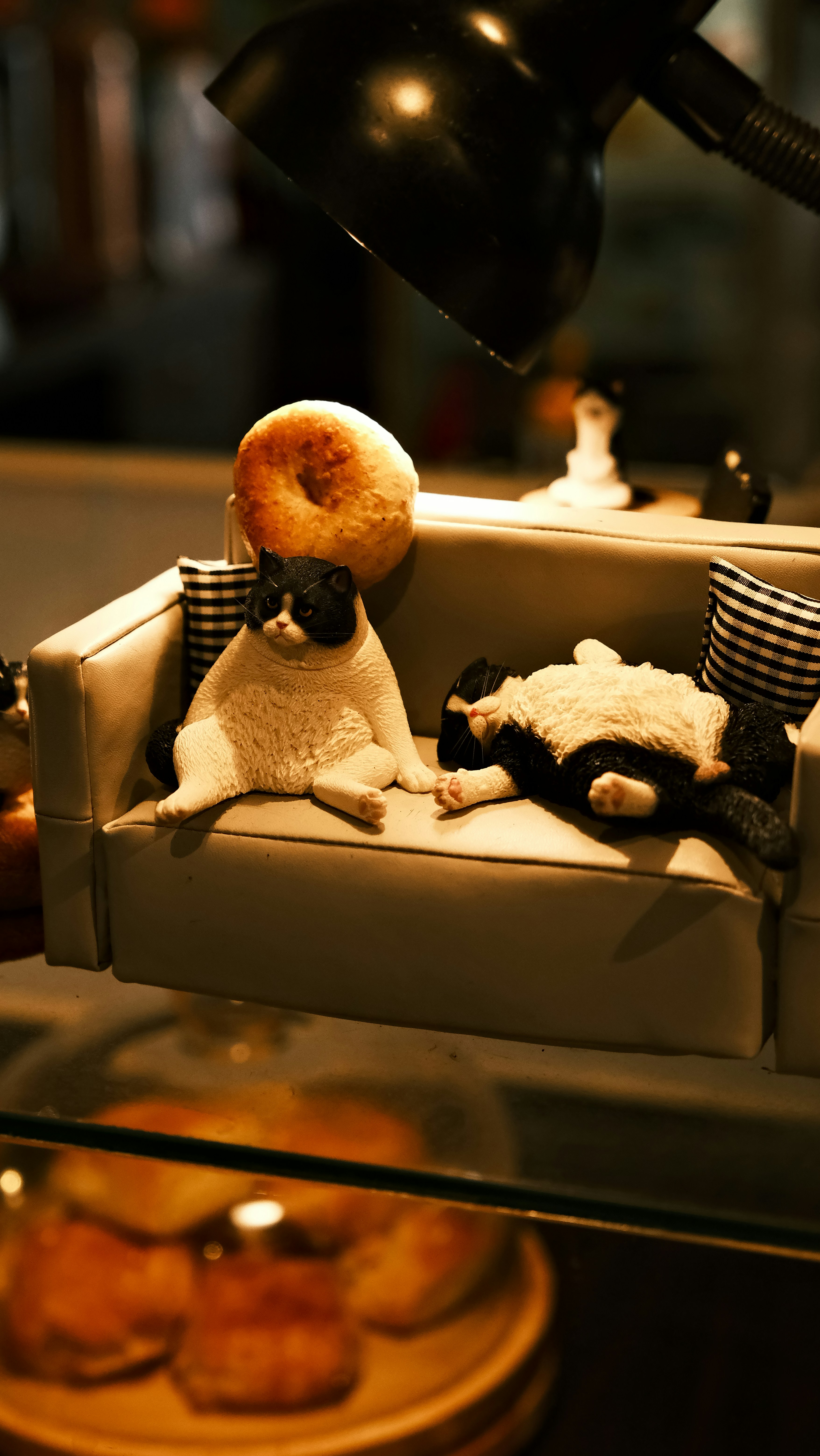 Sofa Safari: A Pair of Cozy Cats in Warm Spotlight