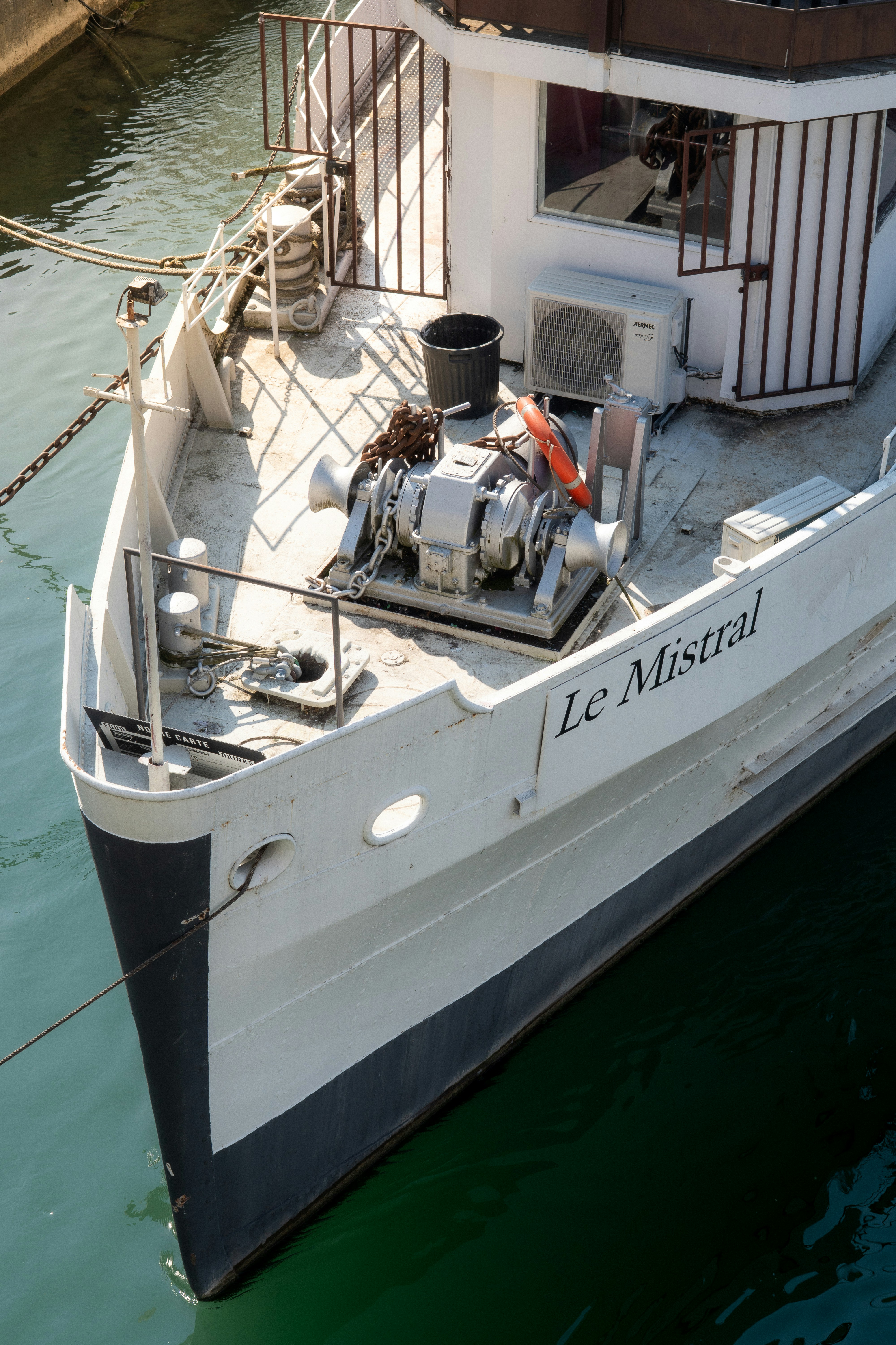 Le Mistral’s Deck: Machinery and Harbor Light