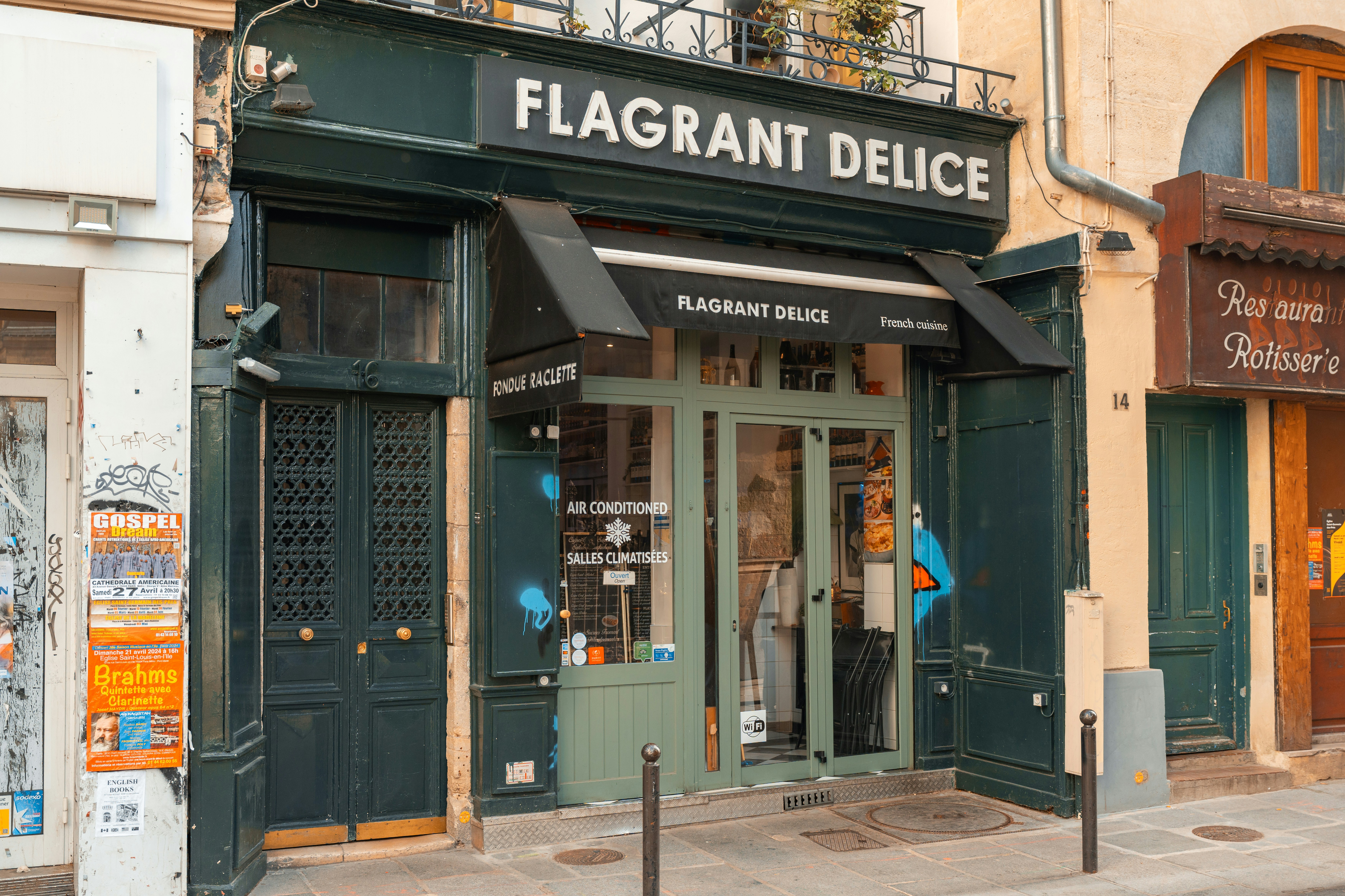 Flagrant Delice: A Charcoal Facade of French Café Charm
