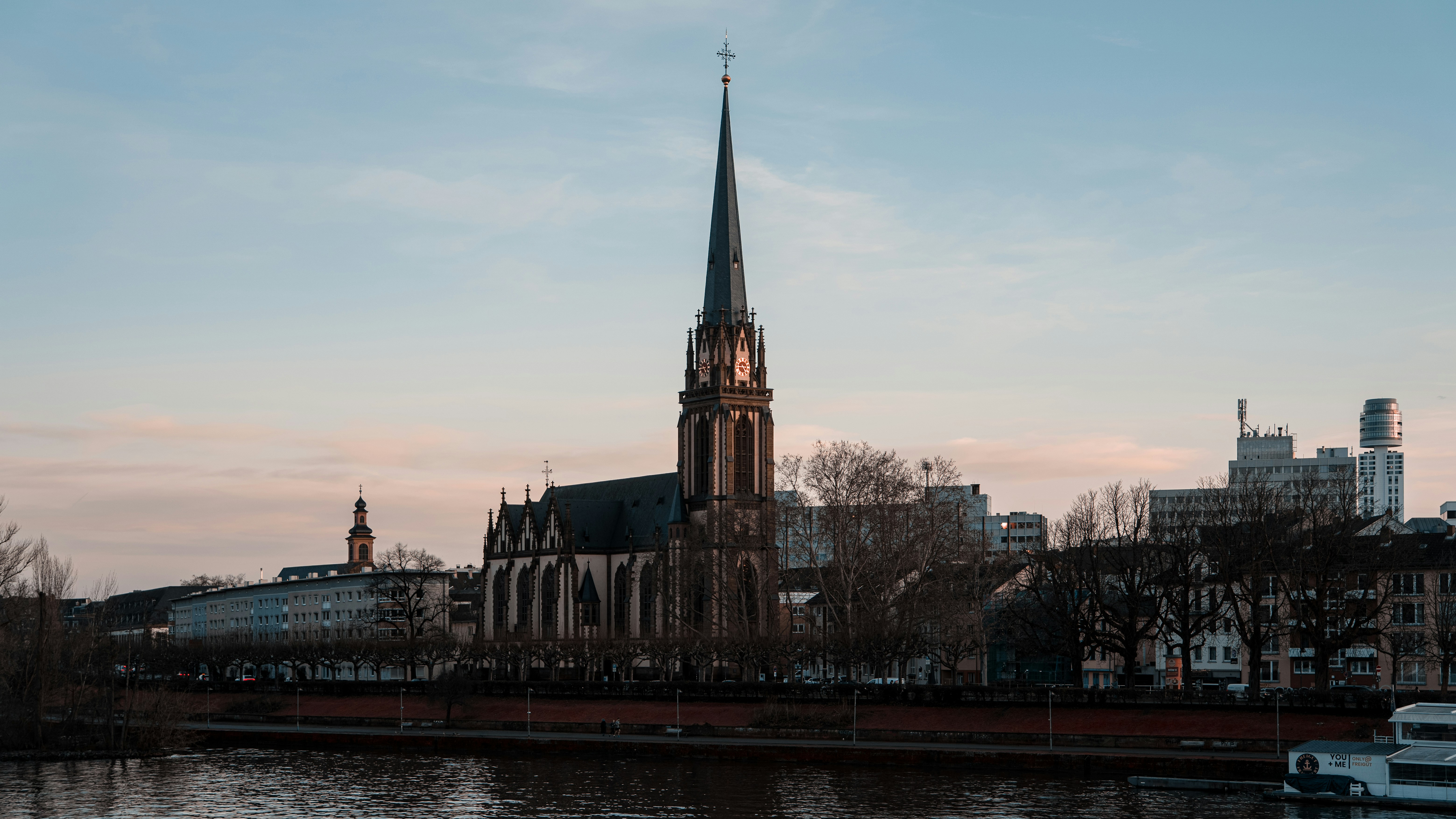 Cathedral Silhouette at Dusk Over the River