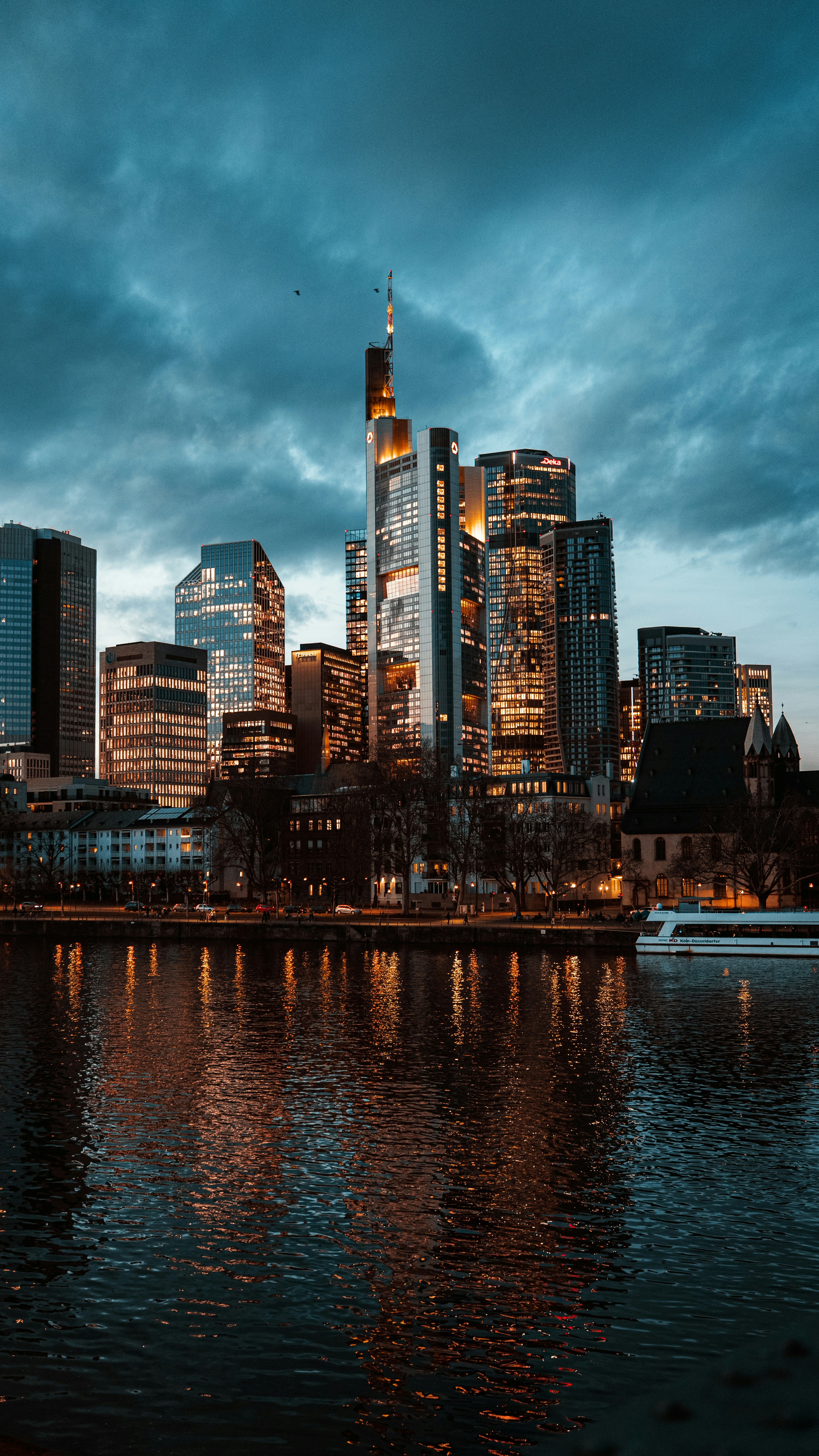 City of Glass at Dusk Over the River