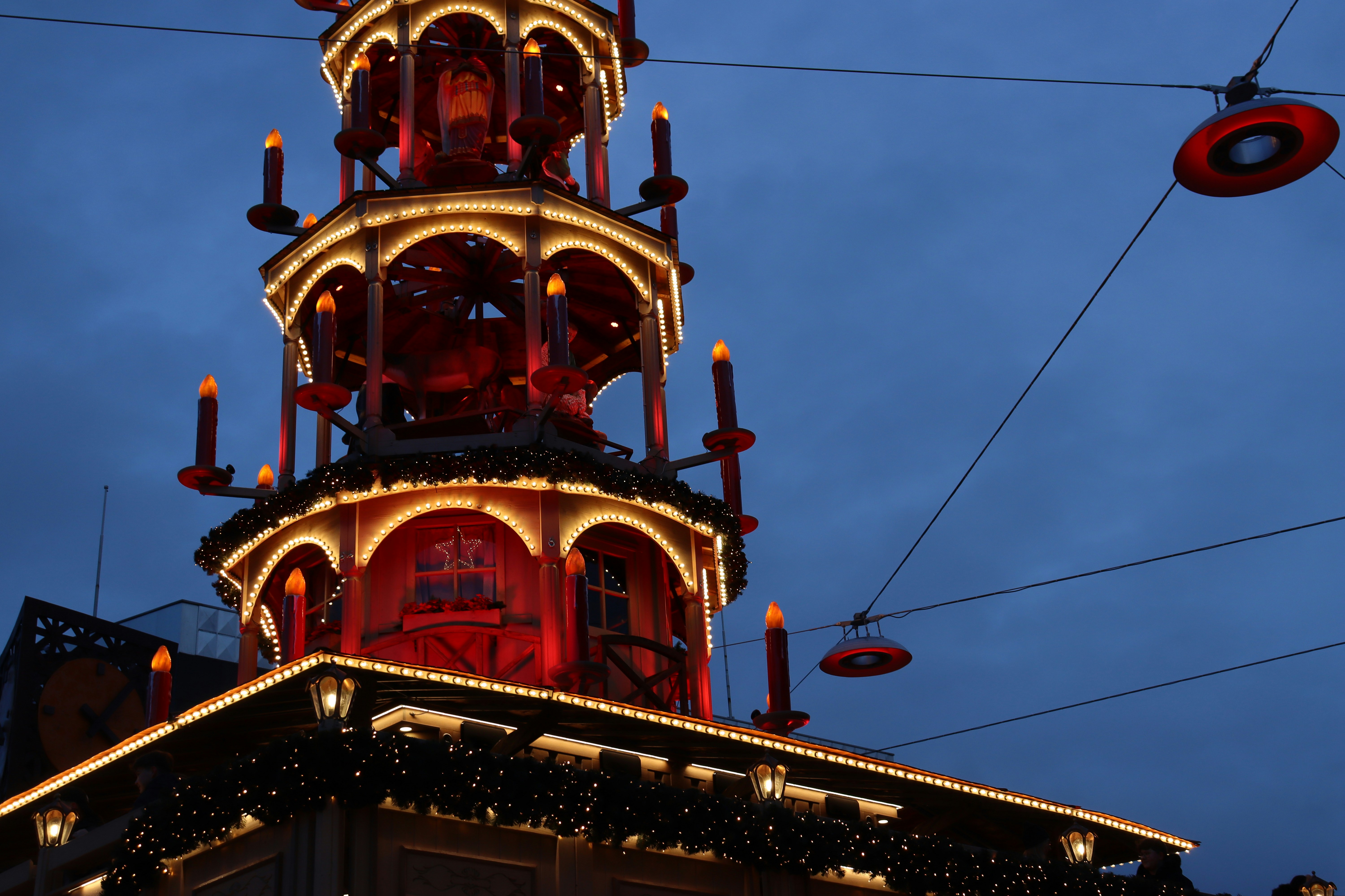 Glowing Pagoda Frames in Evening Sky