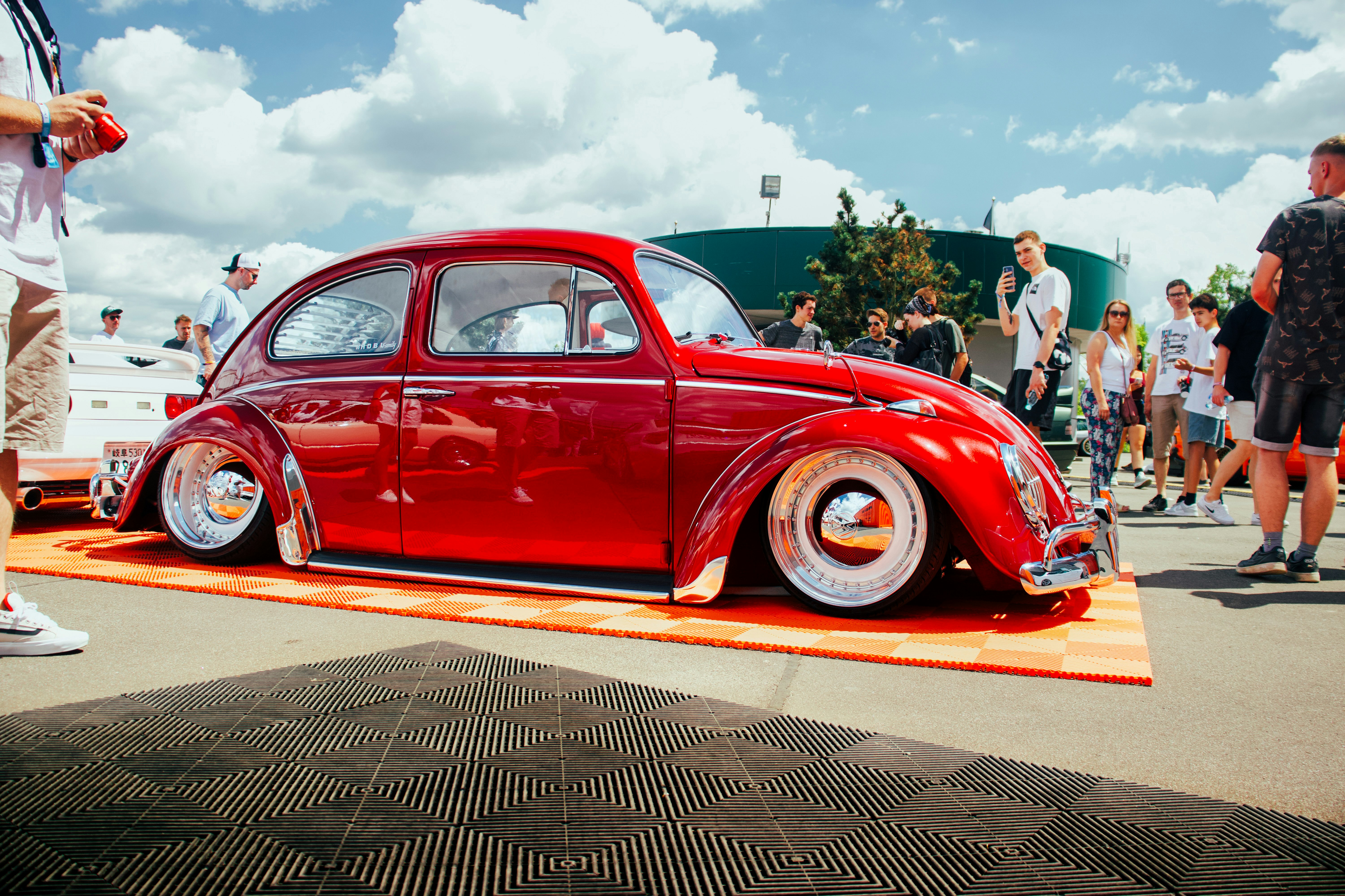 Glossy red beetle: a retro masterpiece on display