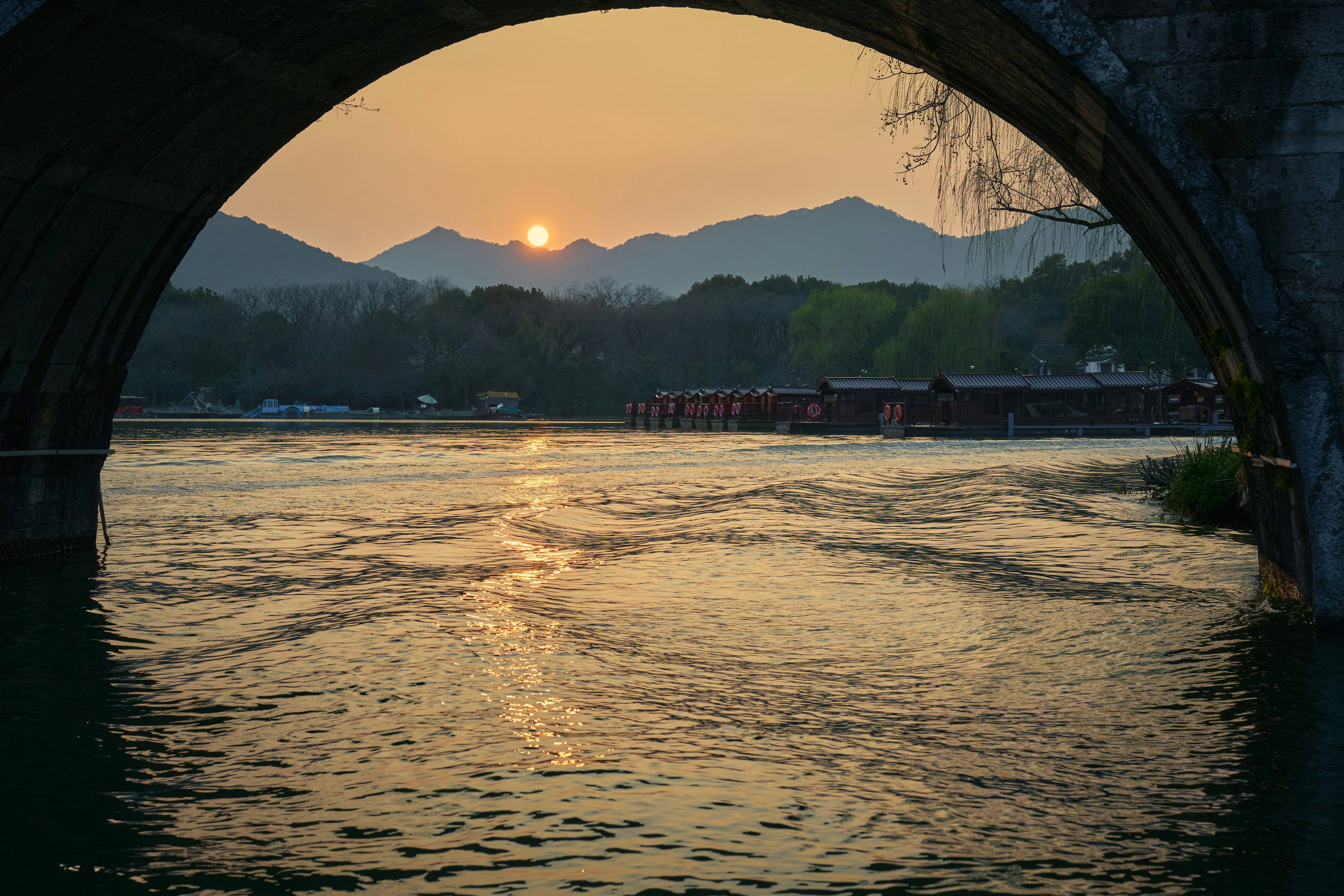 Sunset Over the Riverside from Beneath the Arch