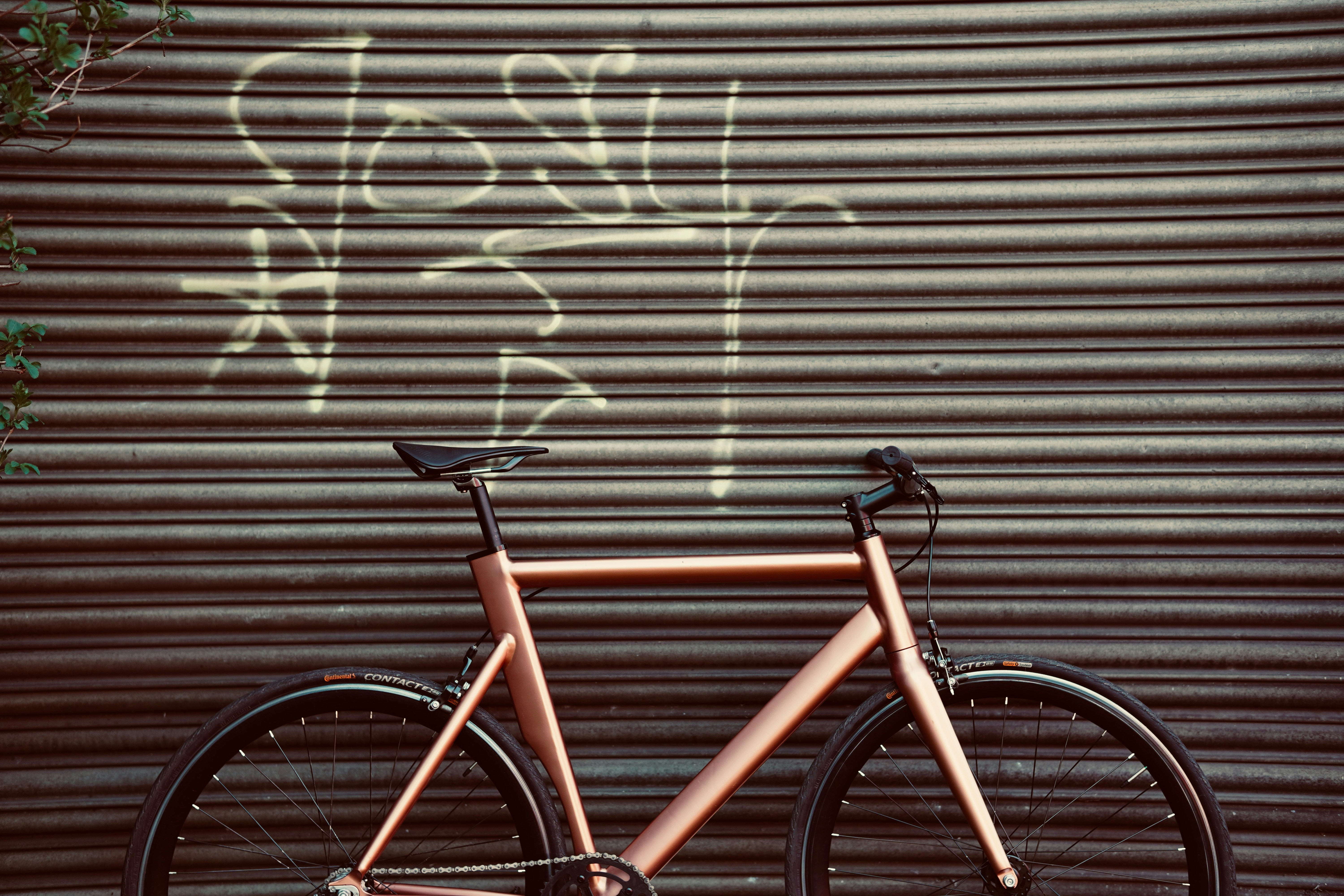 Midnight Rose: A Peach Bike Under Graffiti Skies