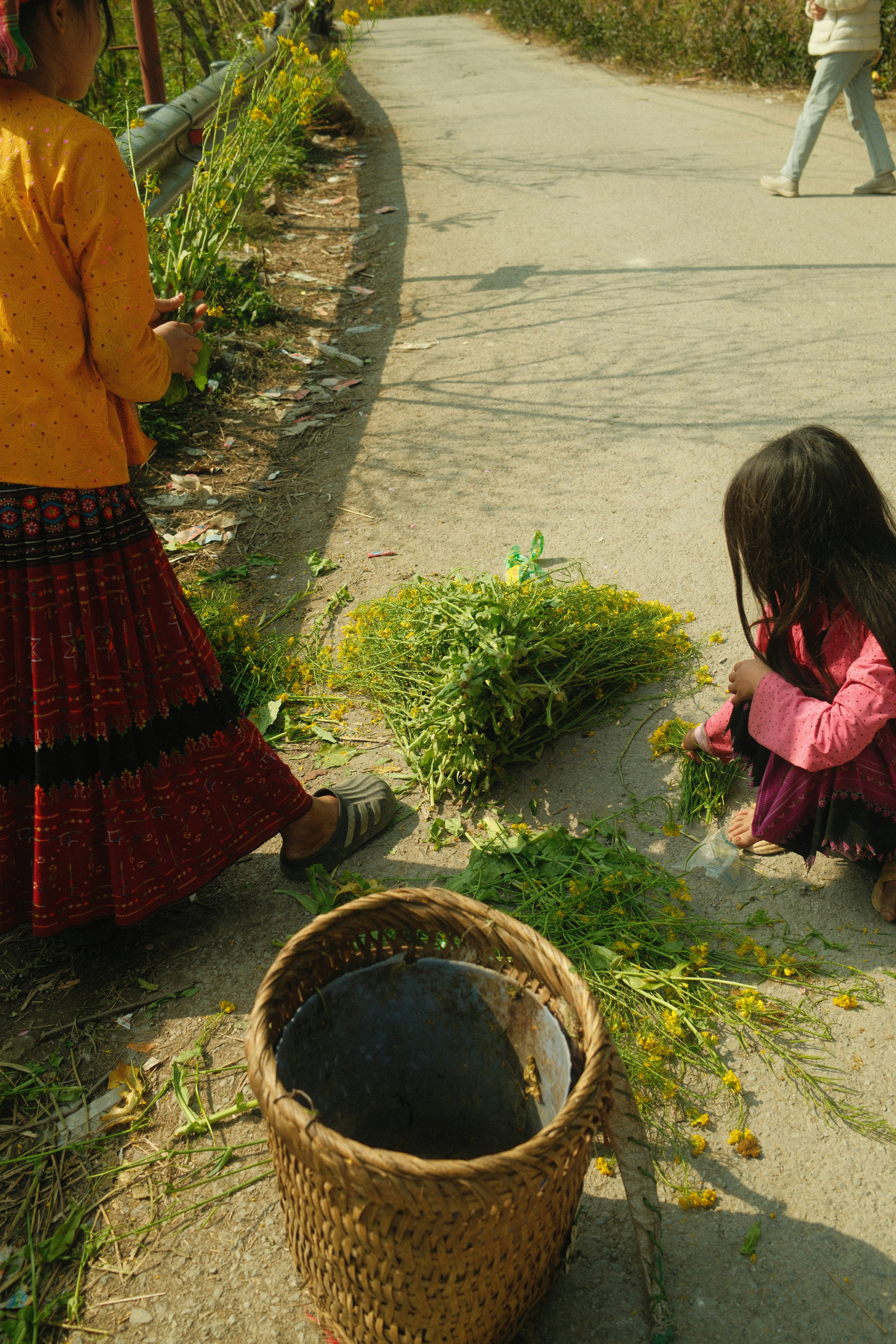 Harvest of Quiet Moments: Two Children by the Garden Path