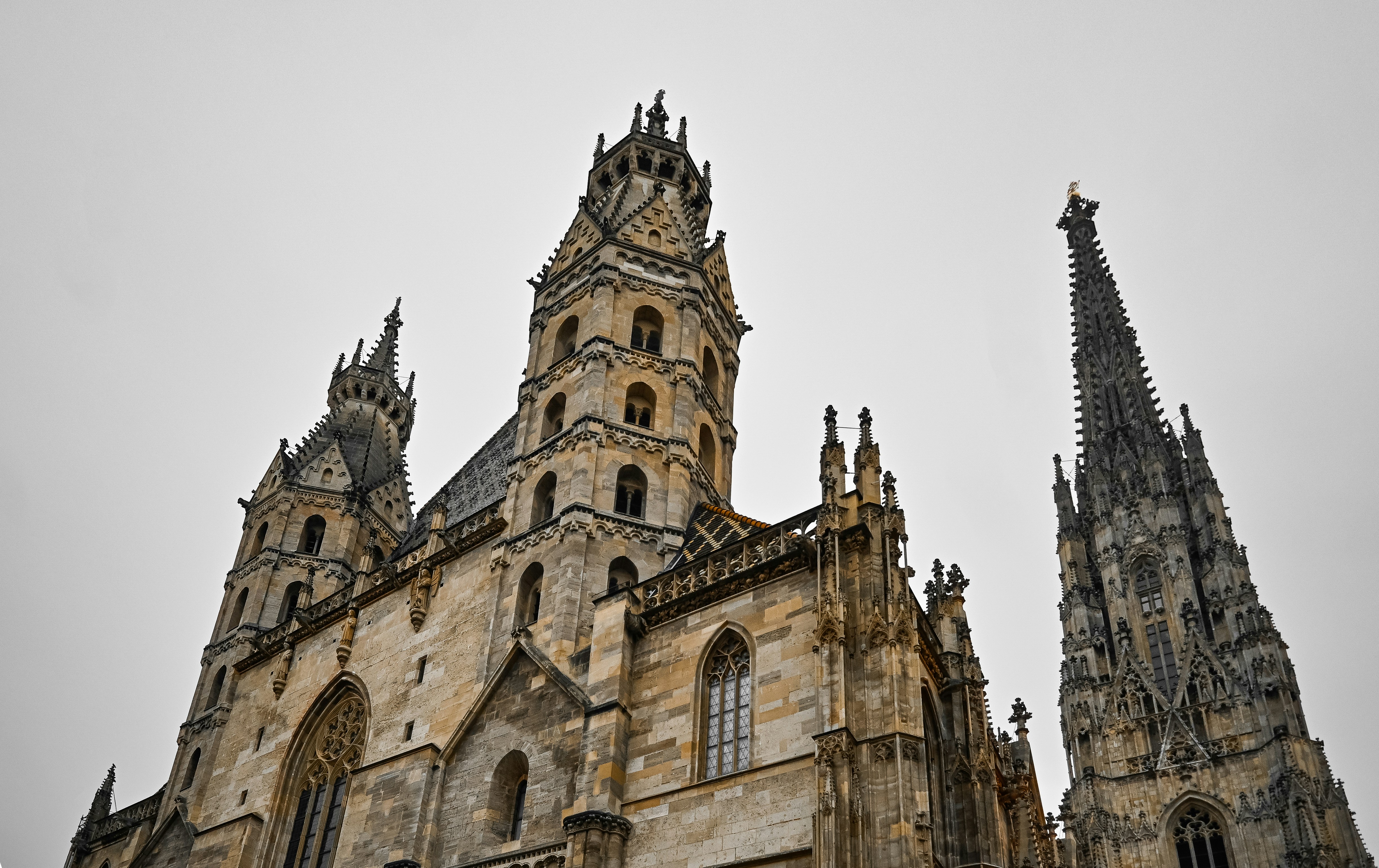 Gothic Cathedral Framed by Skyward Towers