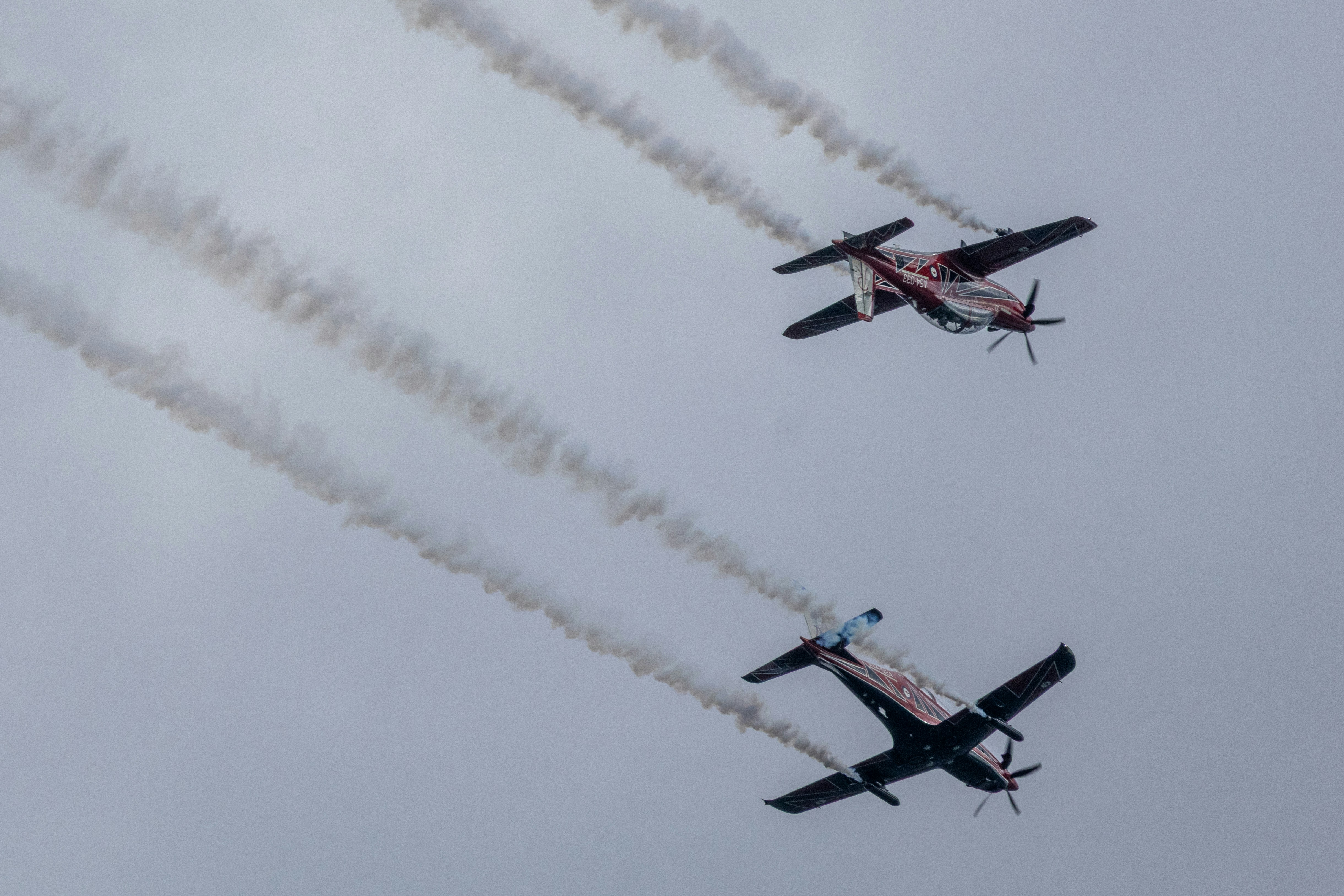 Yoked in the Sky: Smoke Trails from a Twin-airshow Pass