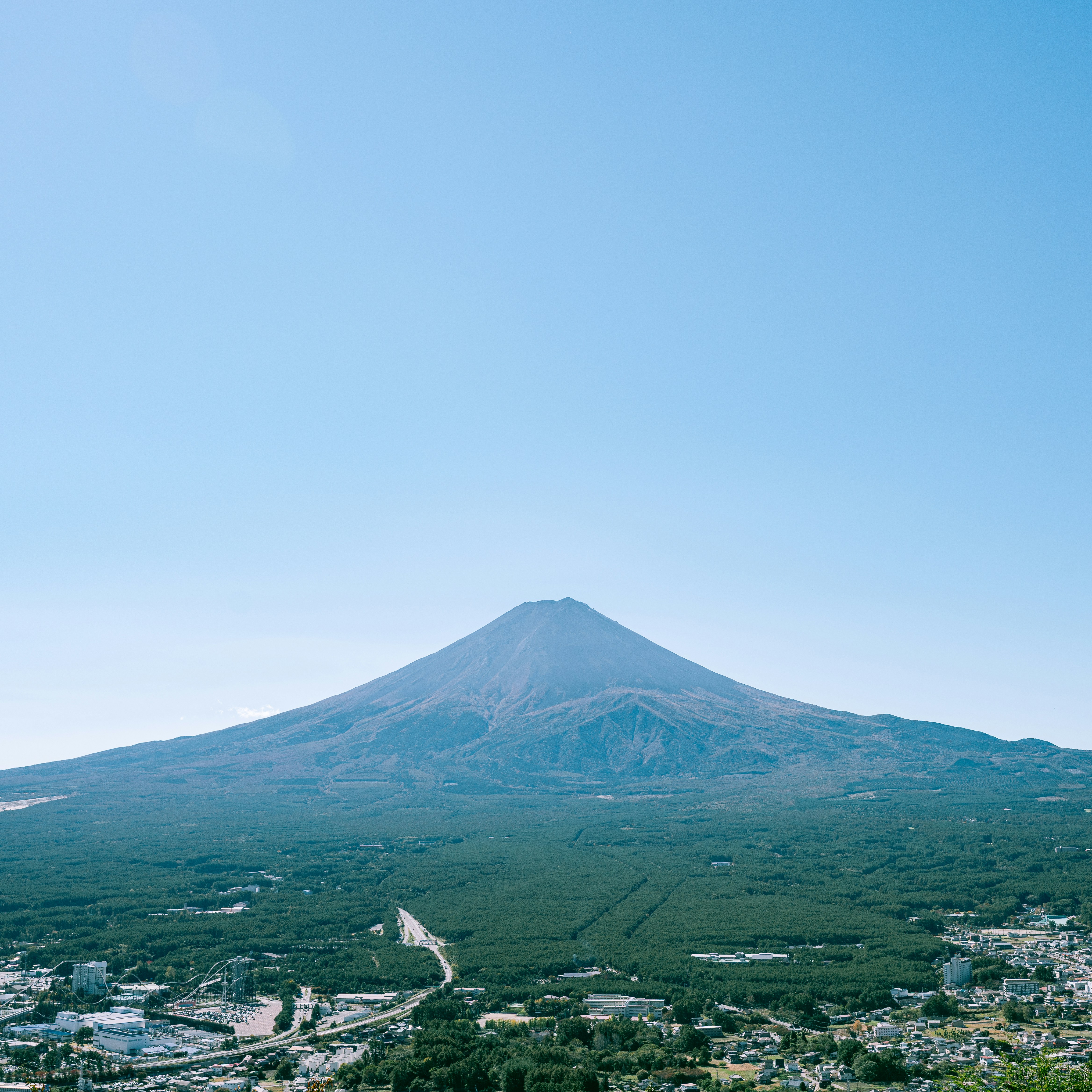Symmetrical Cone: Mount Fiji Rising Over a Quiet Coastal Plain