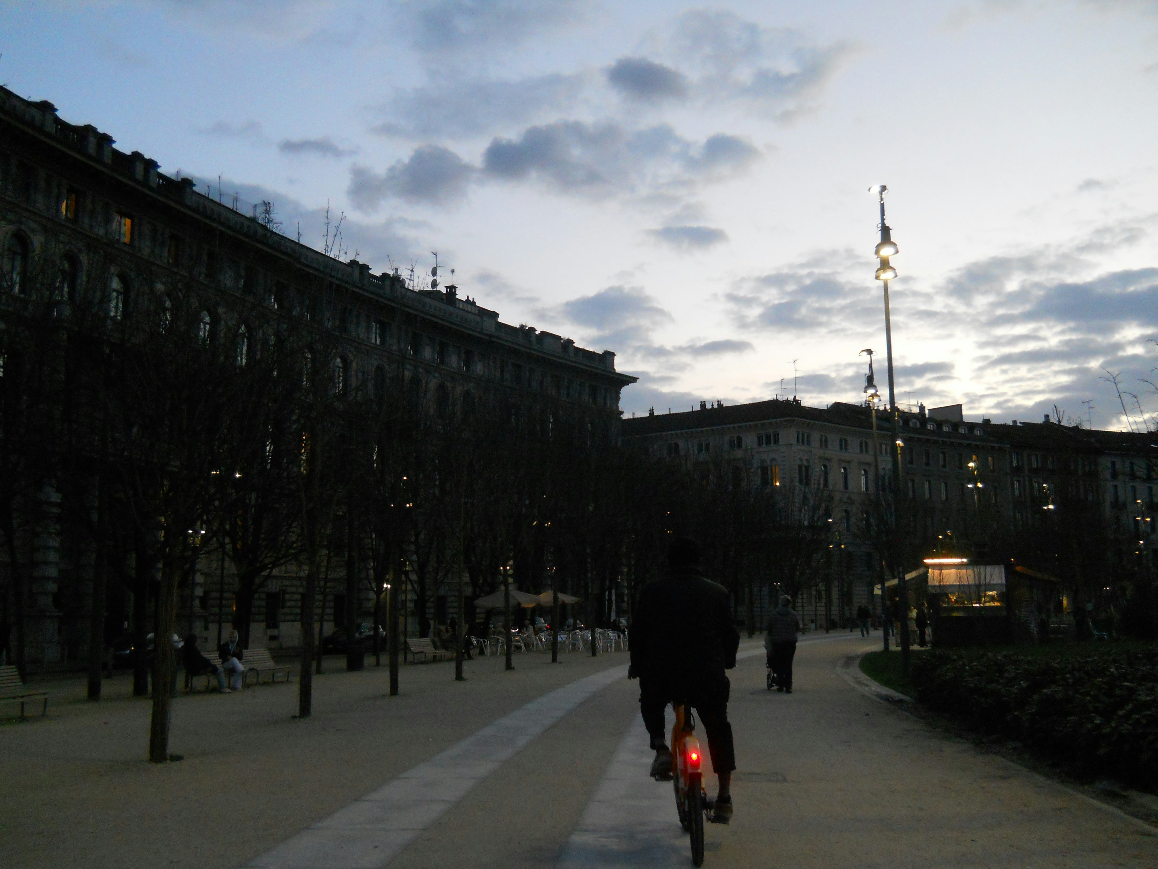 Evening Pedestrian through a Quiet City Mall