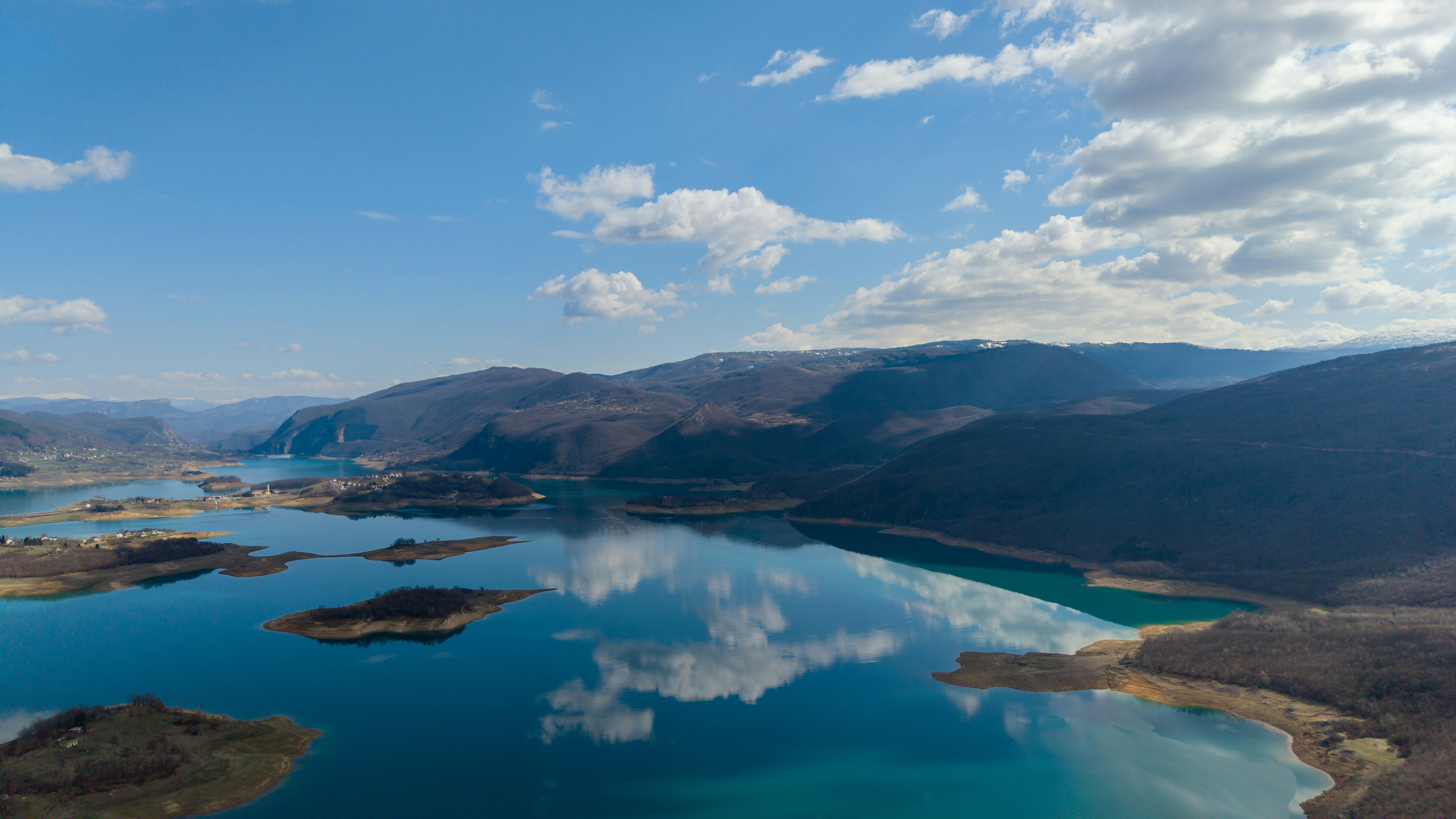 Azure Fjord Reflections from Above