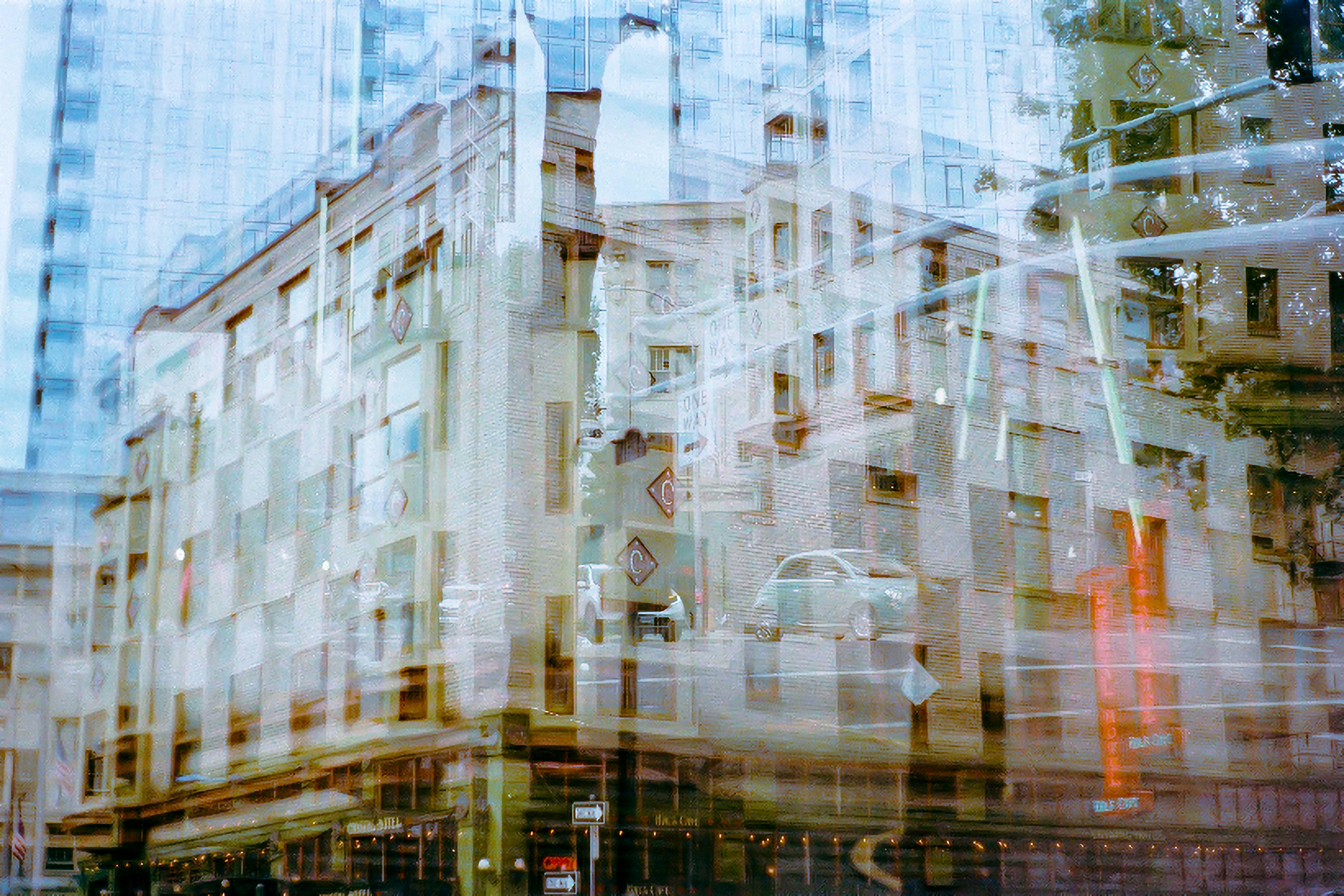Urban Echoes: A Layered Cityscape Through Layered Glass