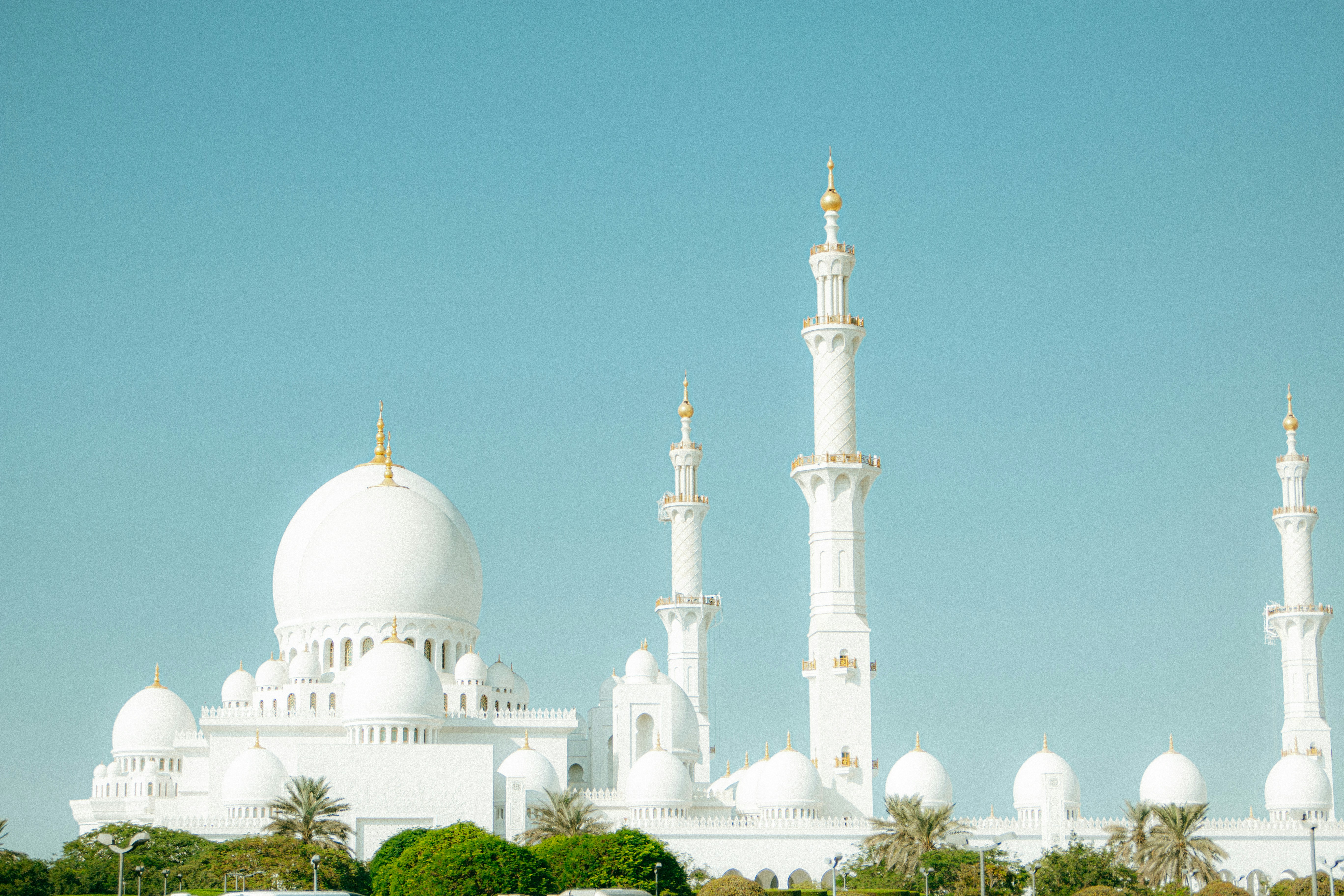 White Domes and Minarets: A Serene Vista of the Grand Mosque