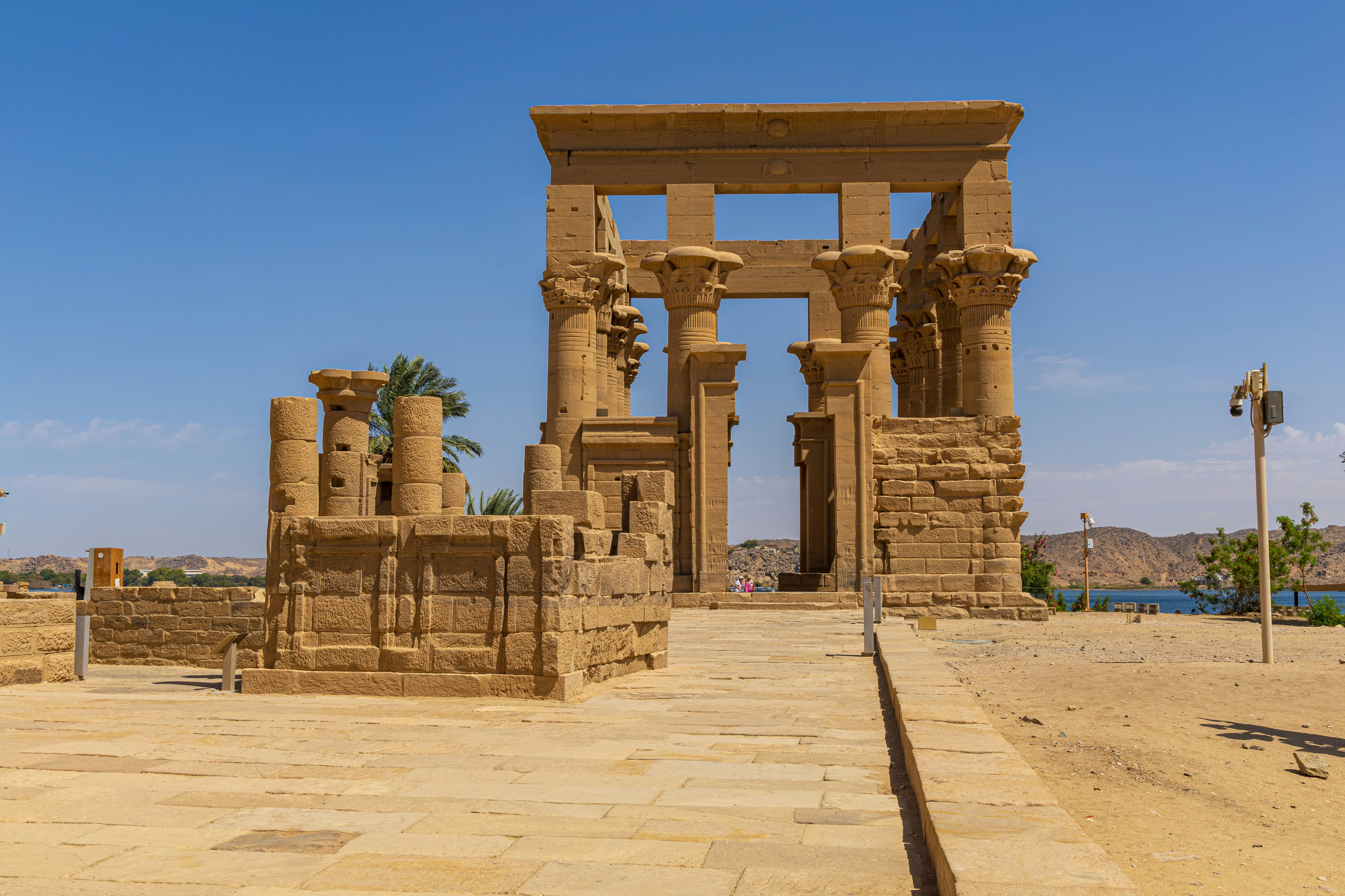 Temple Gate in Desert Ruins with Sea Horizon