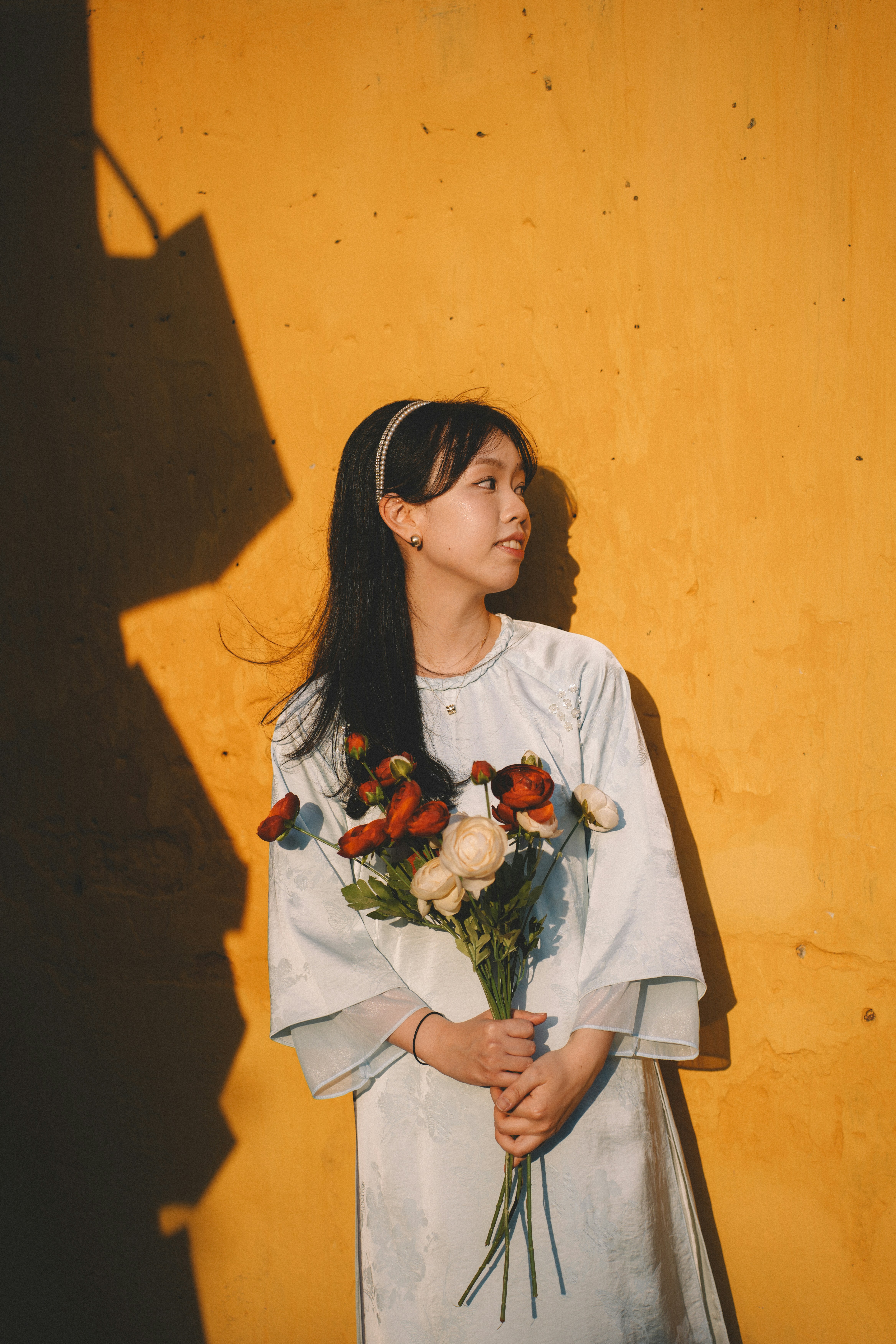 Sunlit Portrait in a Lemon Wall Garden