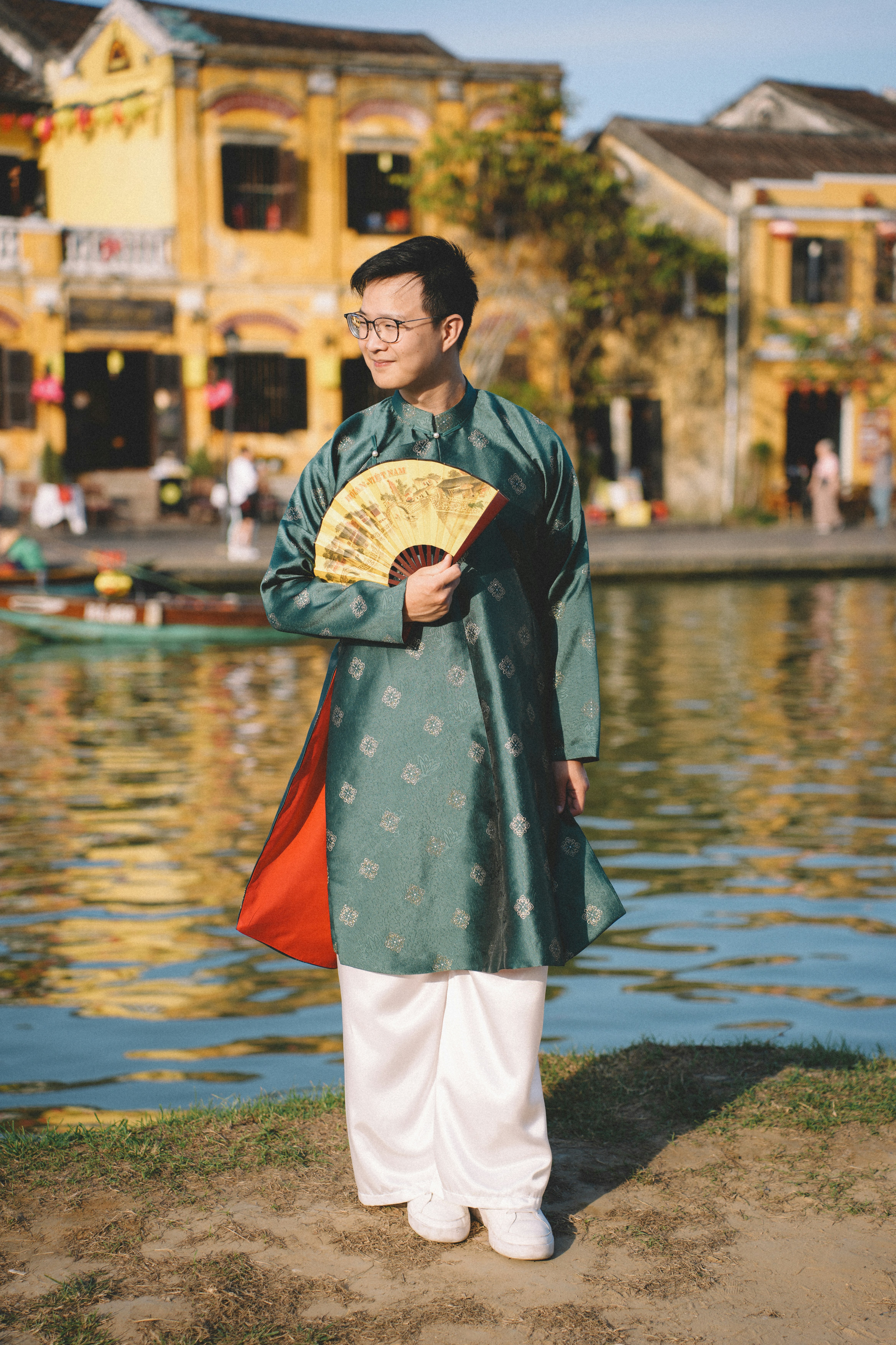 Portrait in Silk and Shadow by the Water