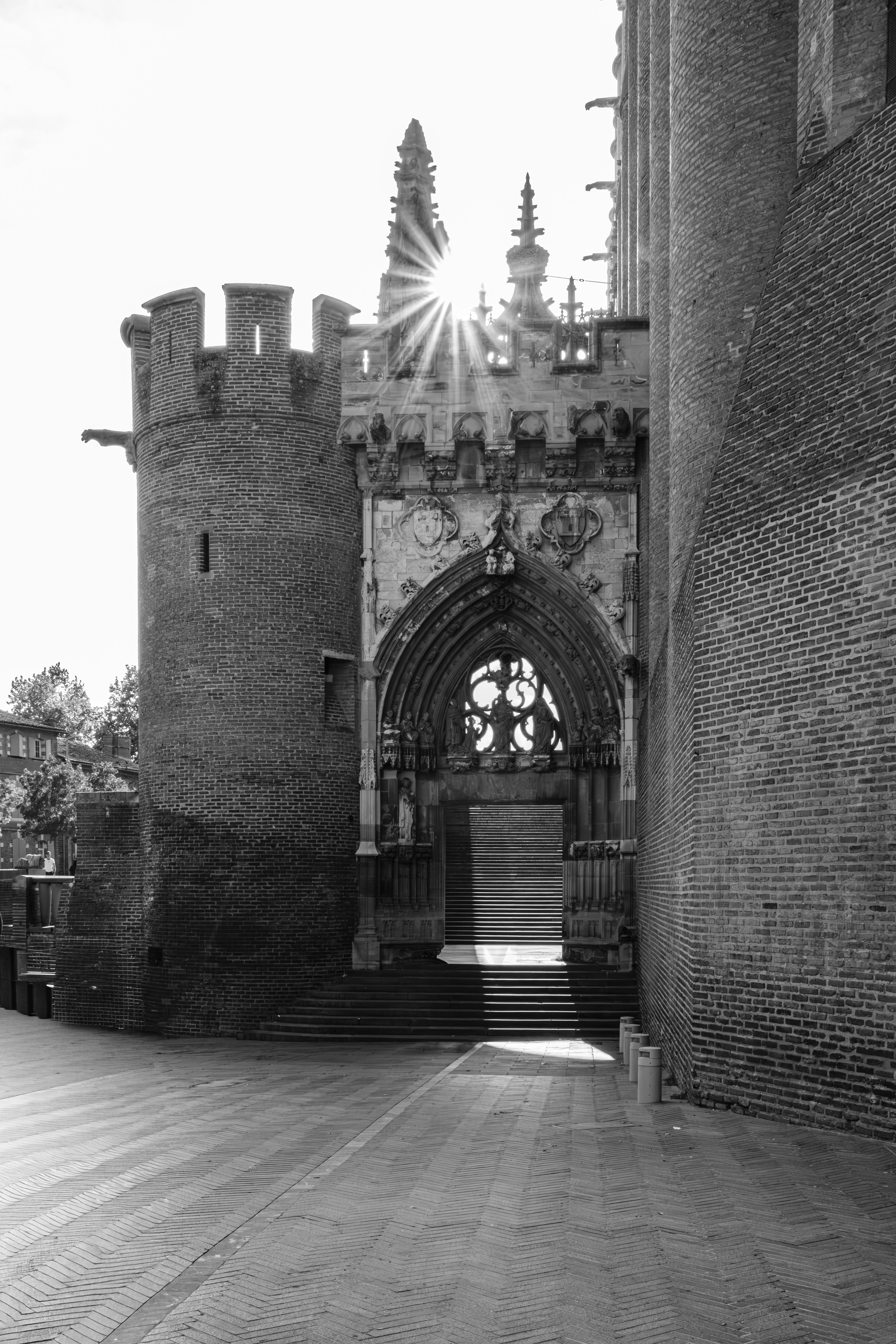 Gothic Gateway Backlit by Morning Sun