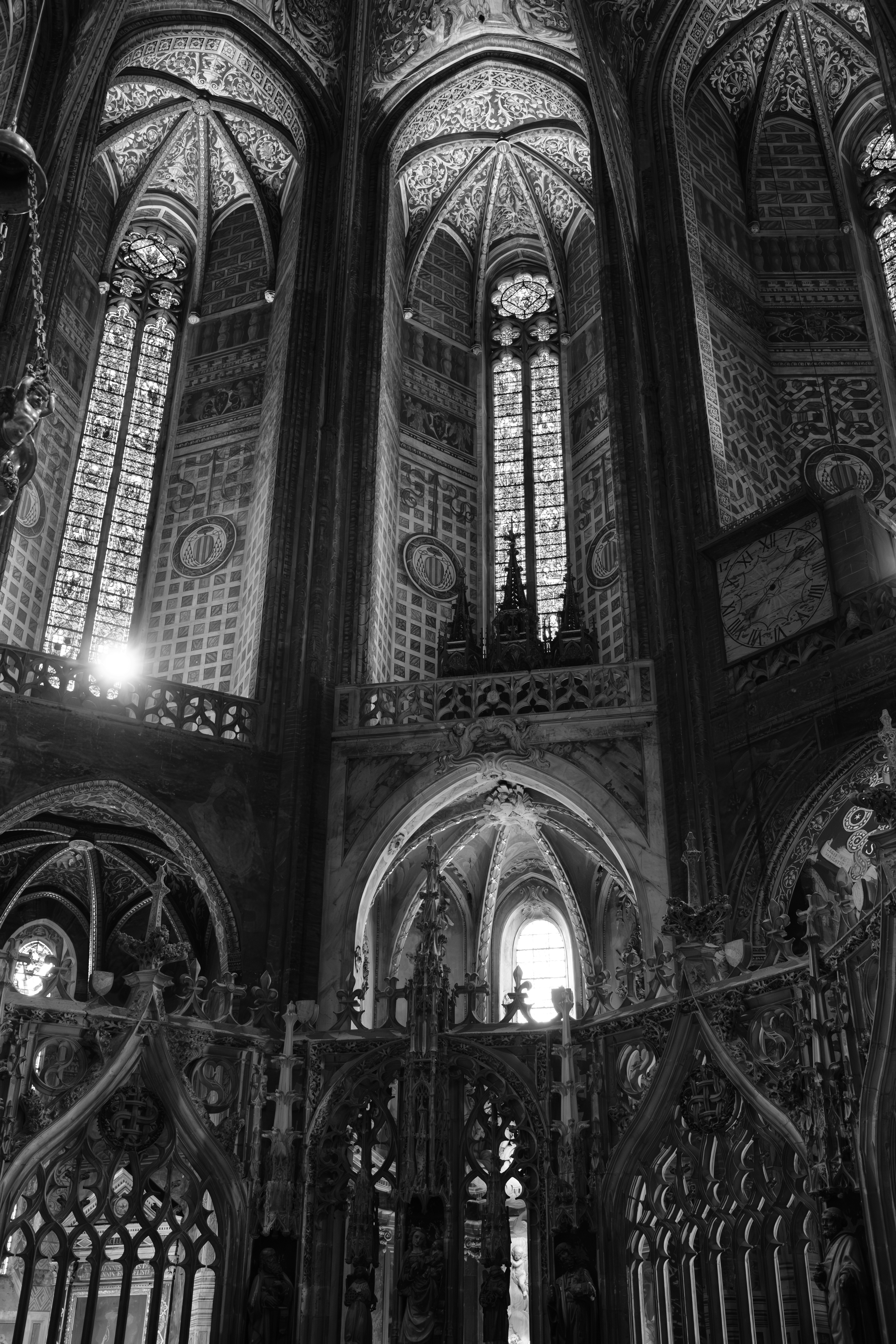 Gothic Cathedral Interior: Ribbed Vaults and Ornate Ironwork