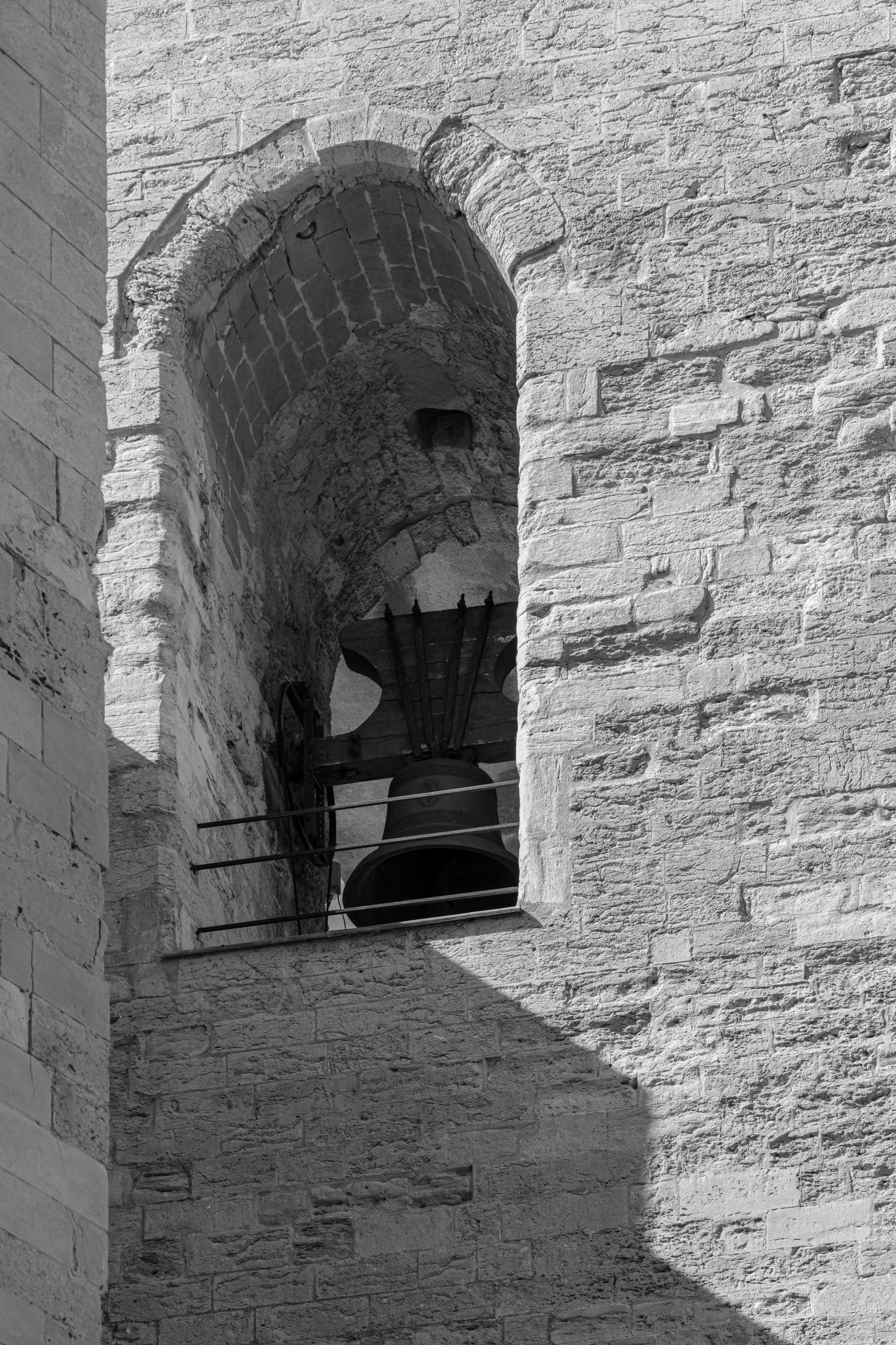 Stone Bell Tower Niche with Shadowed Arch