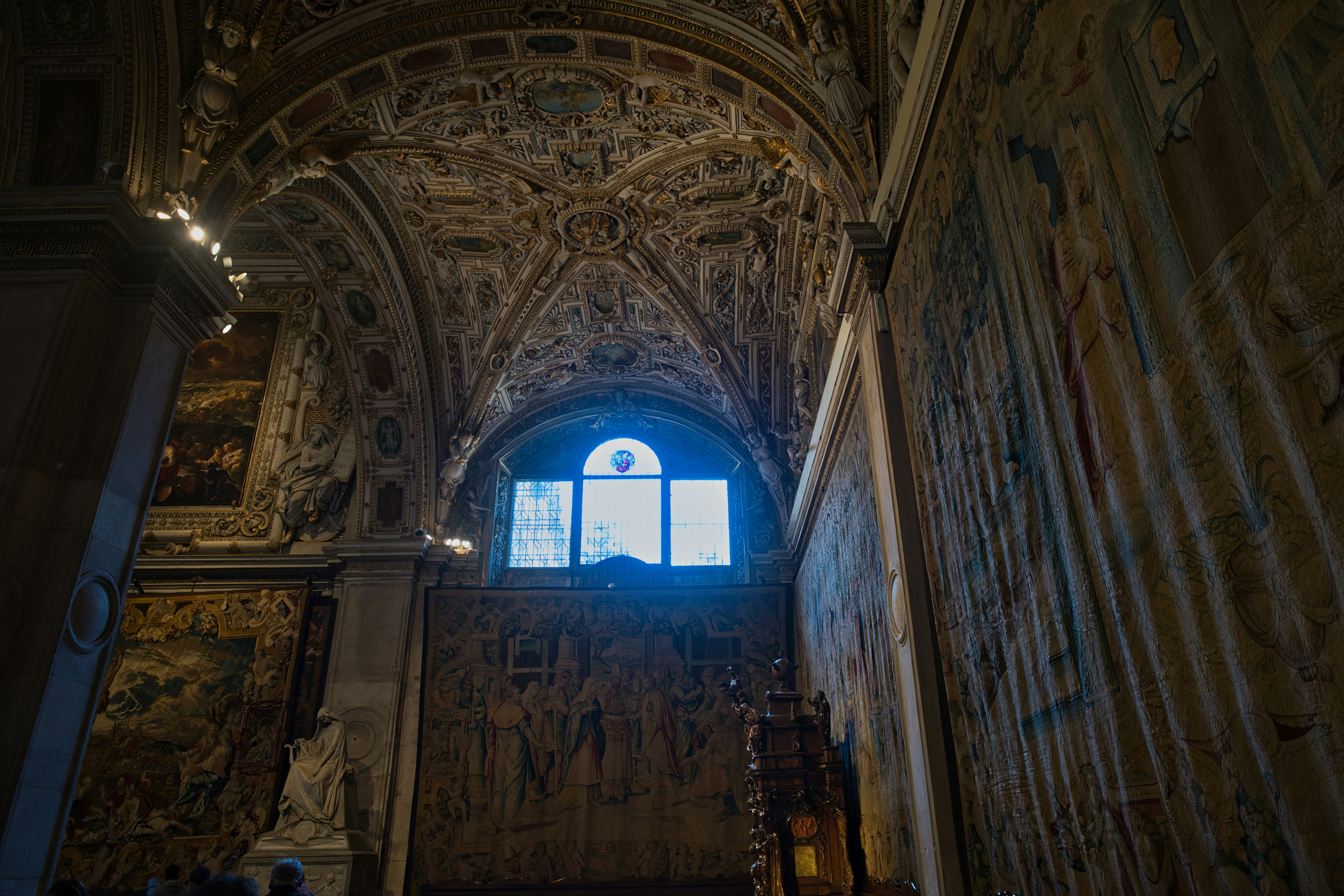 Blue-arched Light: Interior of a Baroque Cathedral