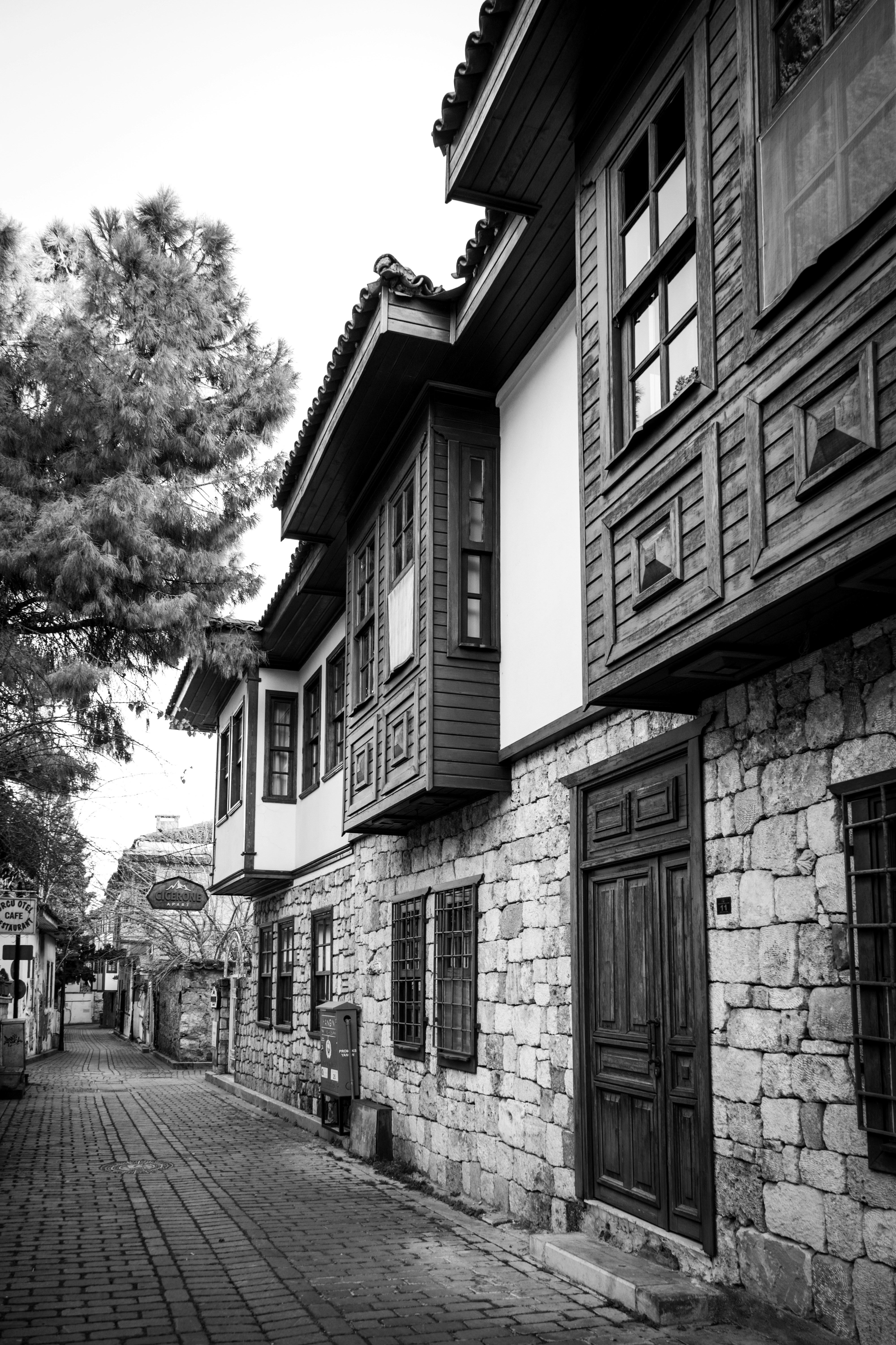 Timbered Facade Along a Quiet Cobbled Street