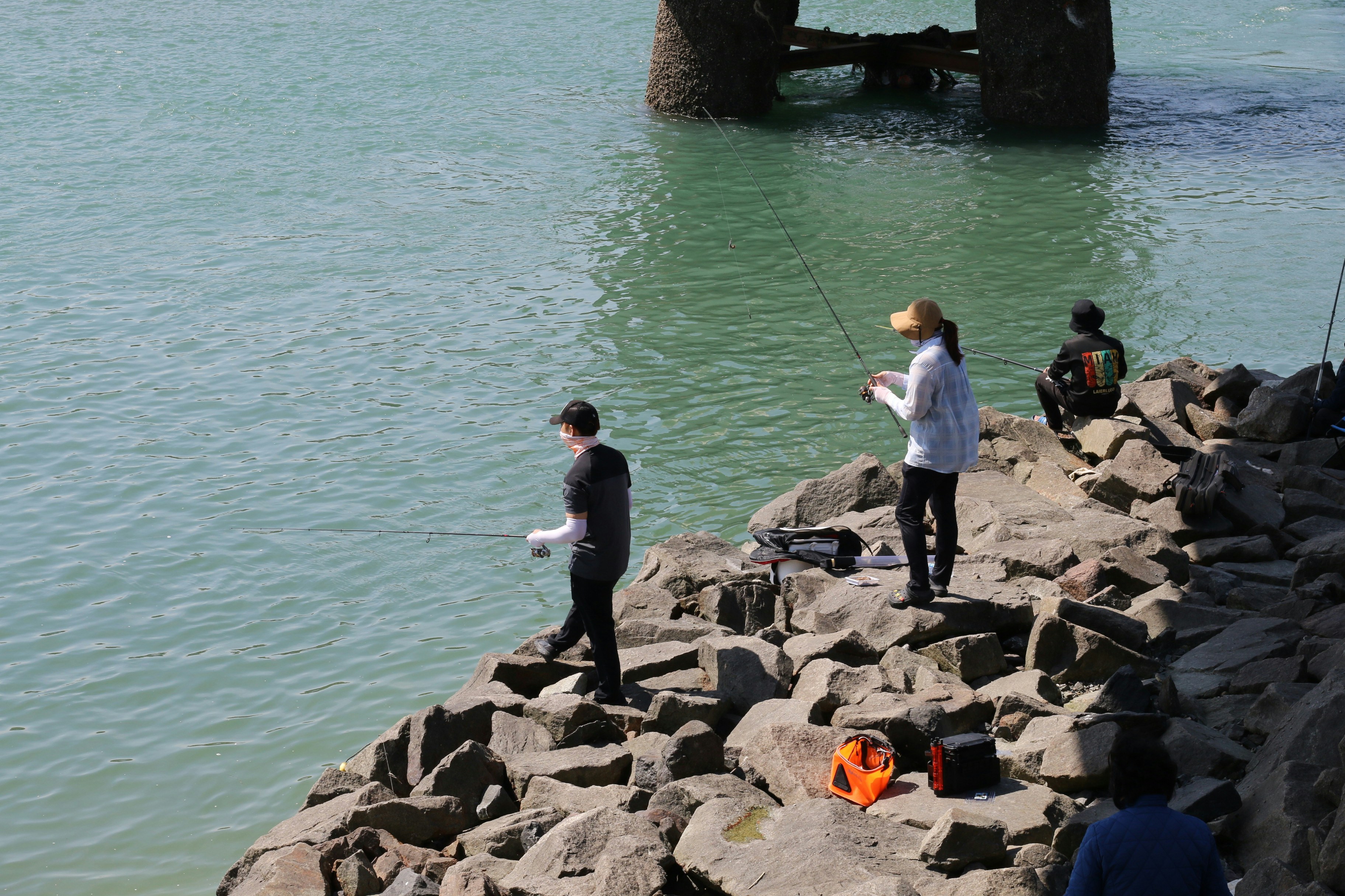 Line of Casting Along the Tidal Rocks