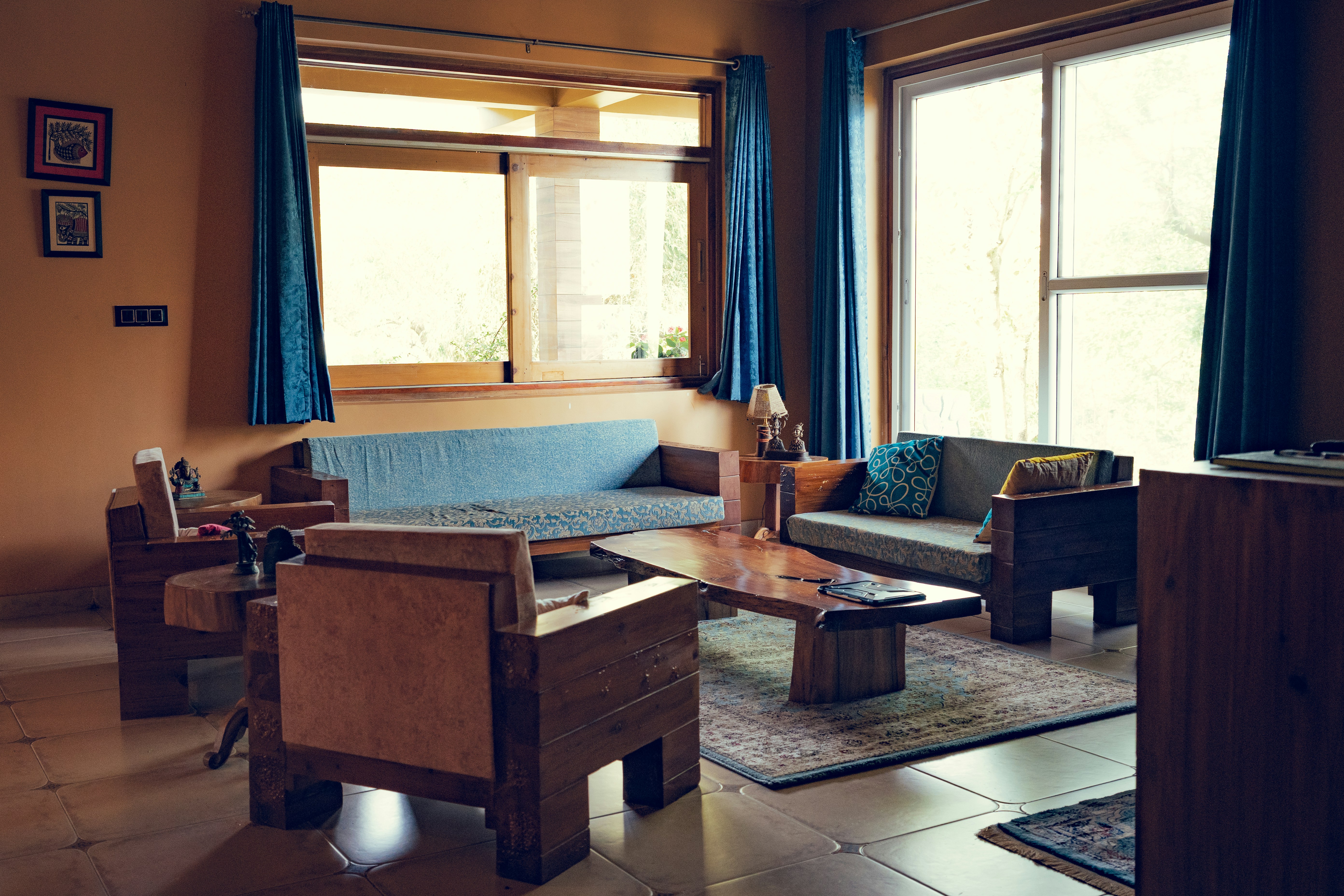 Mid-Century Living Room Bathed in Window Light
