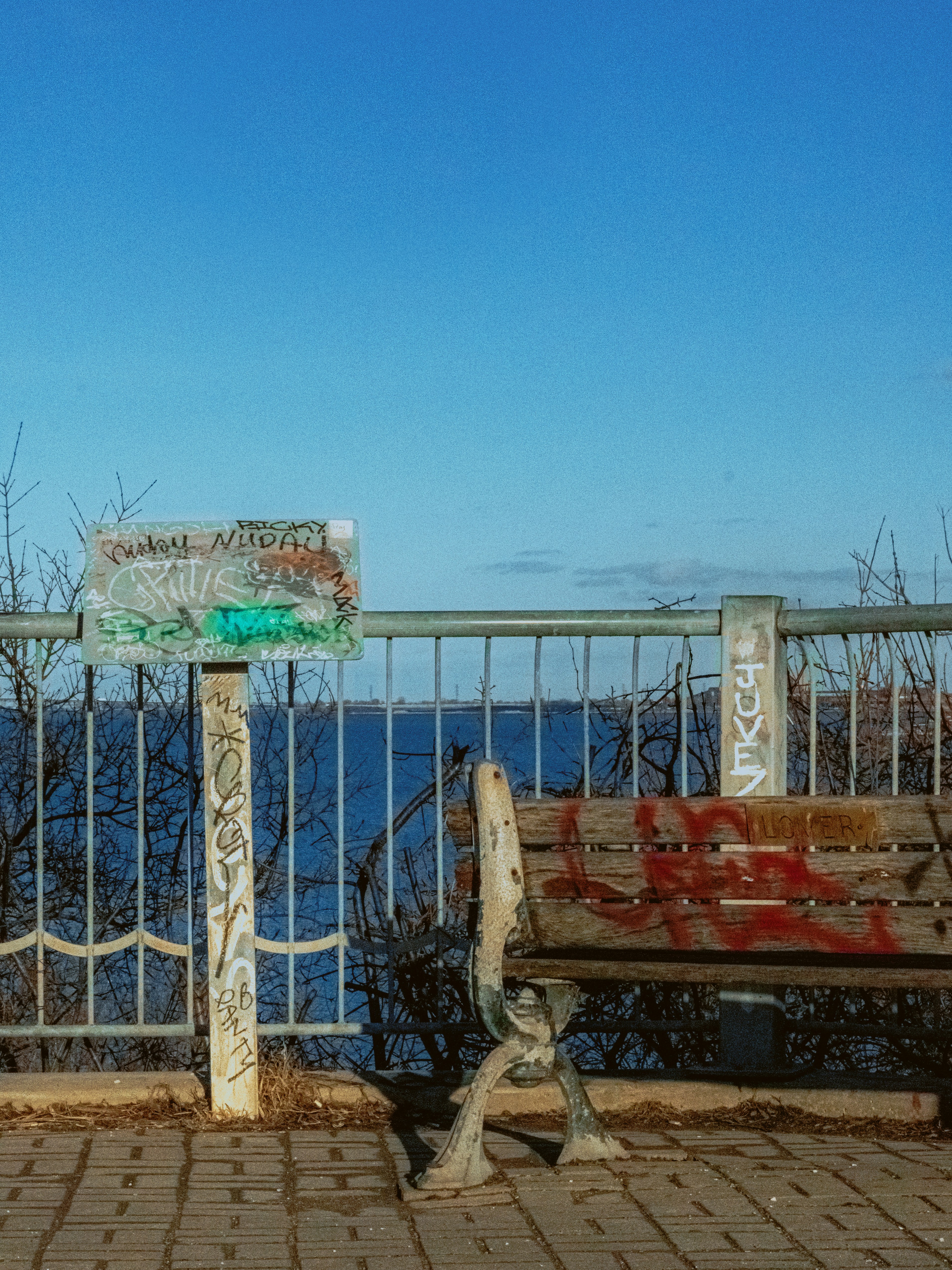 Graffiti Bench by the Sea