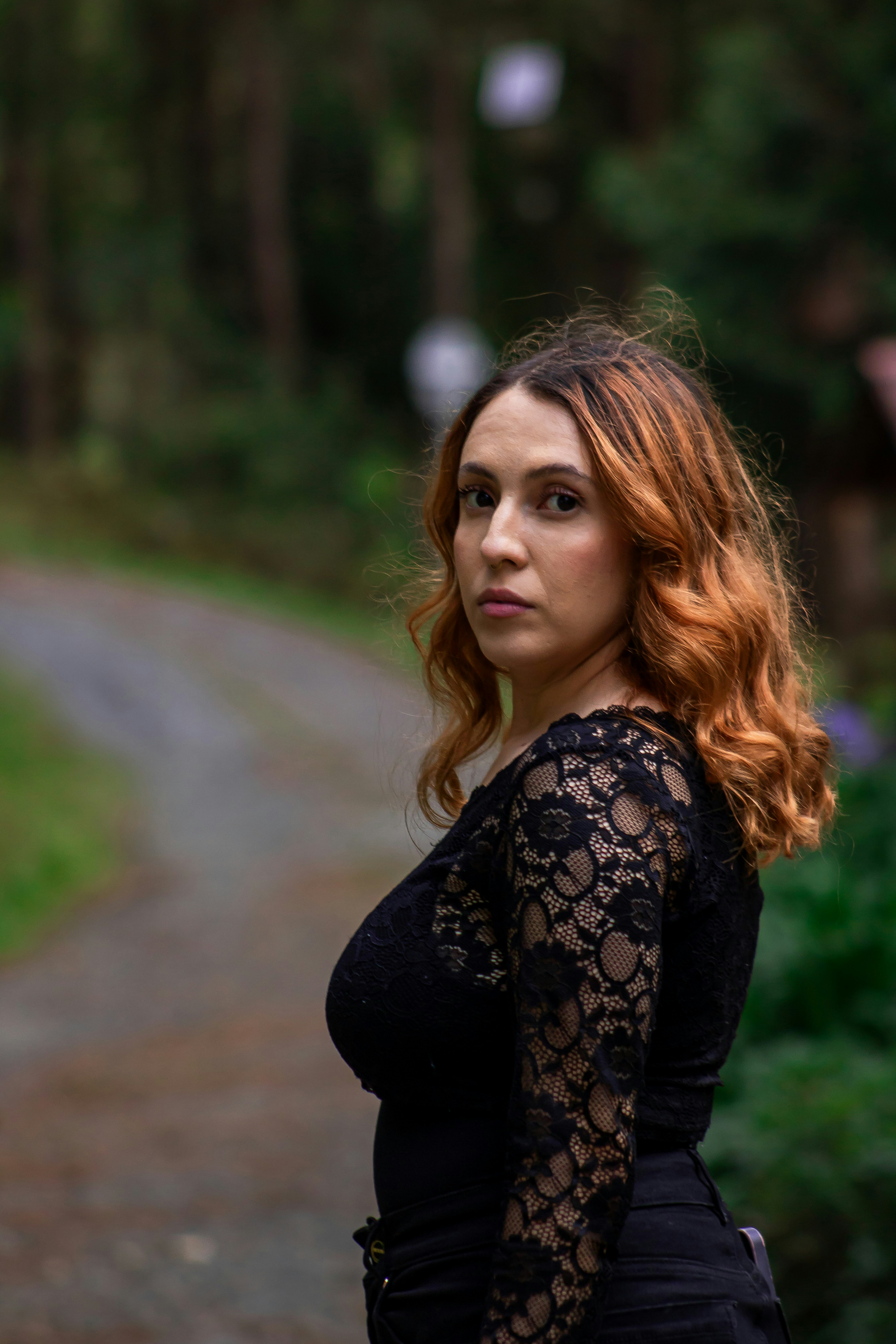 Amber Chemise: Quiet Confidence on a Forest Path