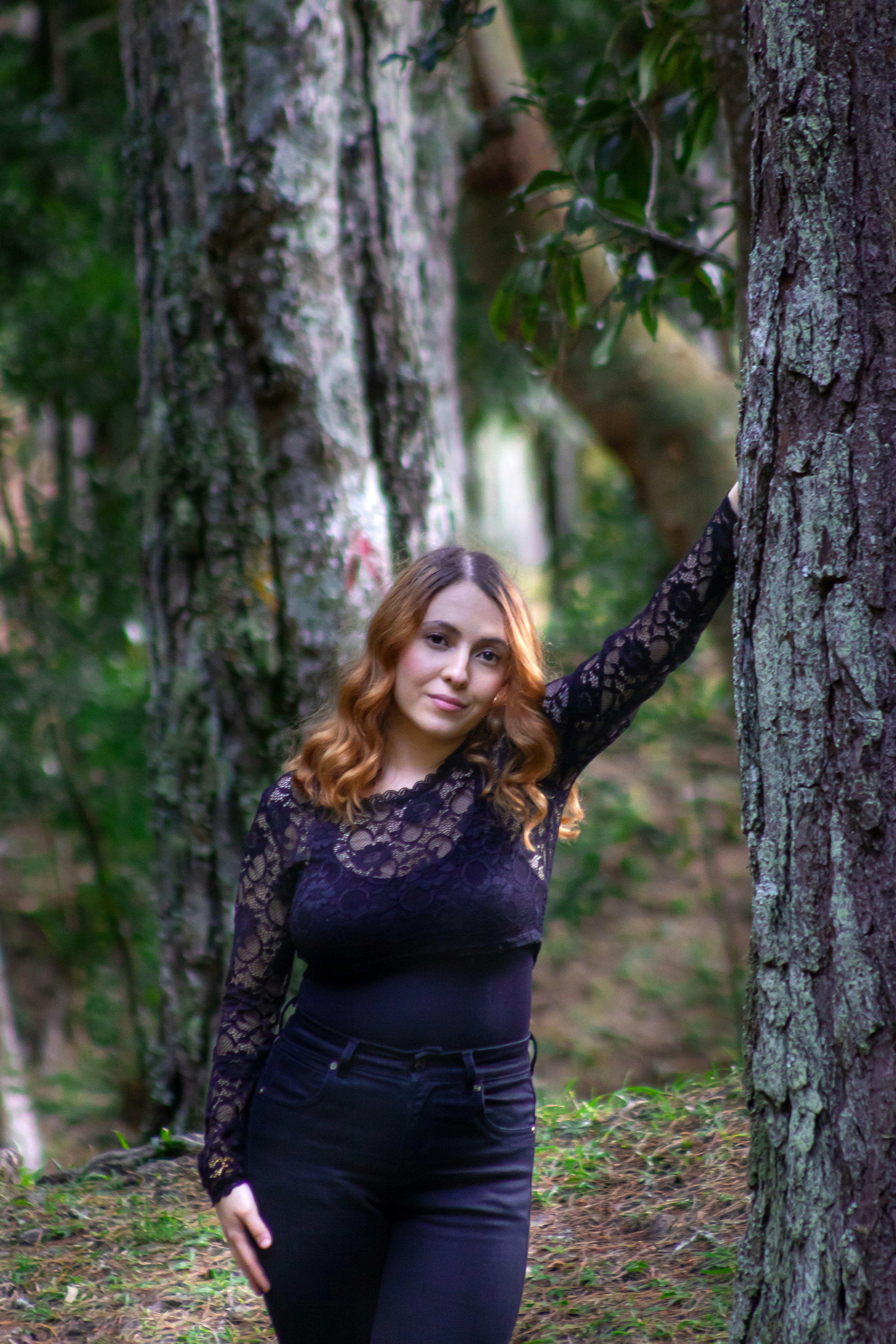 Forest Portrait: a Confident Smile Among the Pines