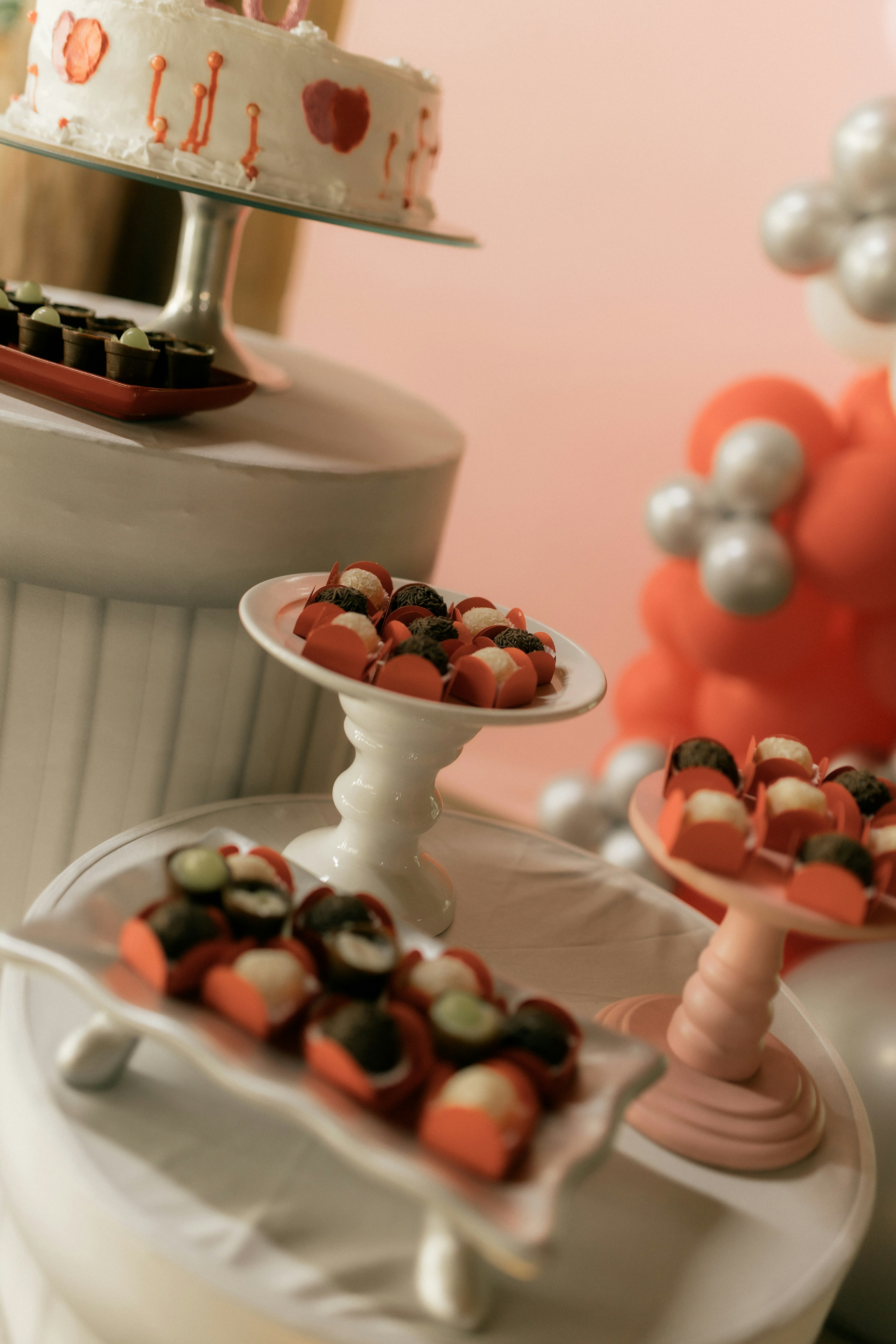 Sweet Carousel: A Soft Focus Dessert Display on a Pink Bakery Scene