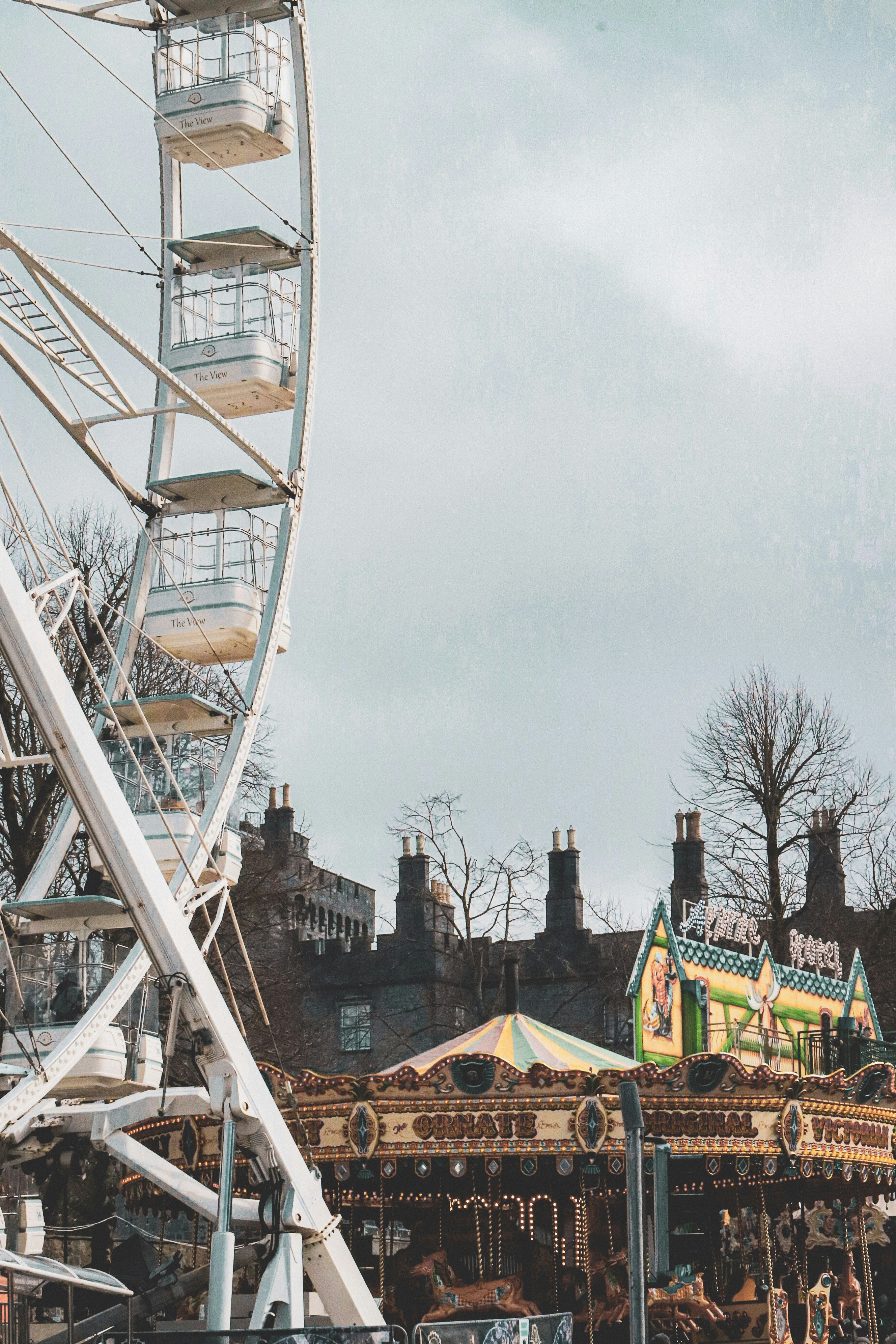 Ferris Wheel Over a Winter Fairground