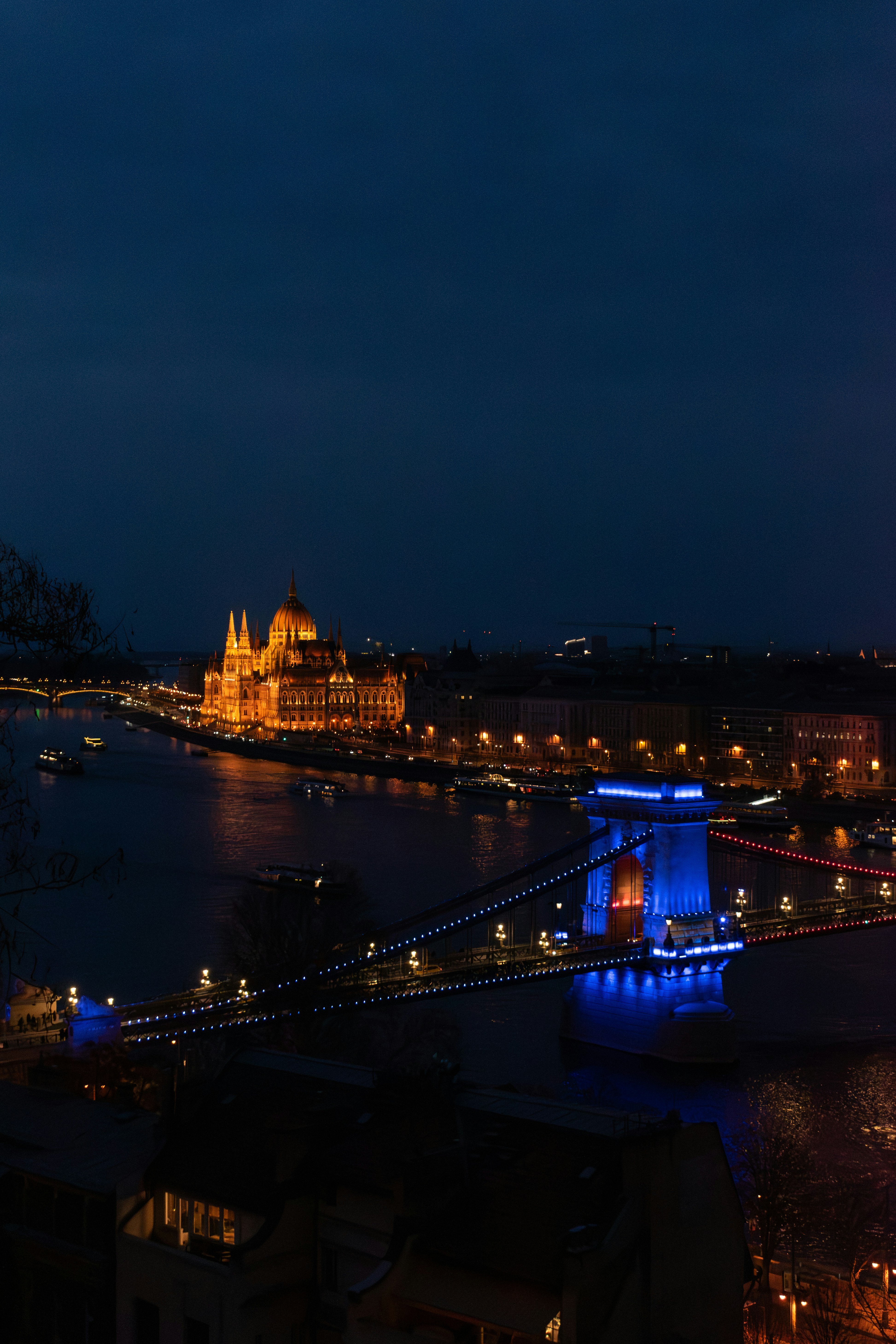 Golden Dome Over the Blue Night: Budapest by River