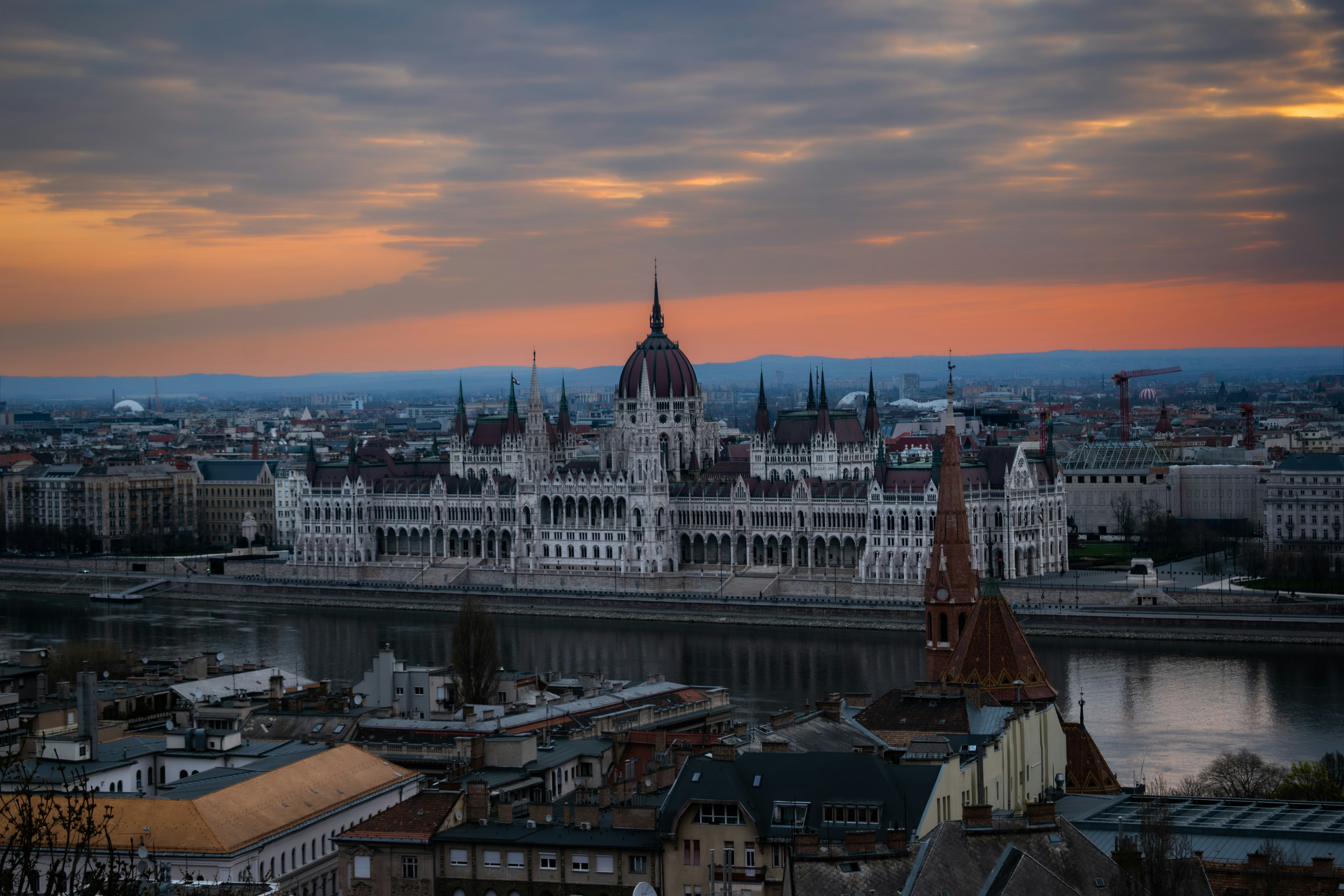 Budapest at Dusk: The Hungarian Parliament Crowned by a Burning Sky