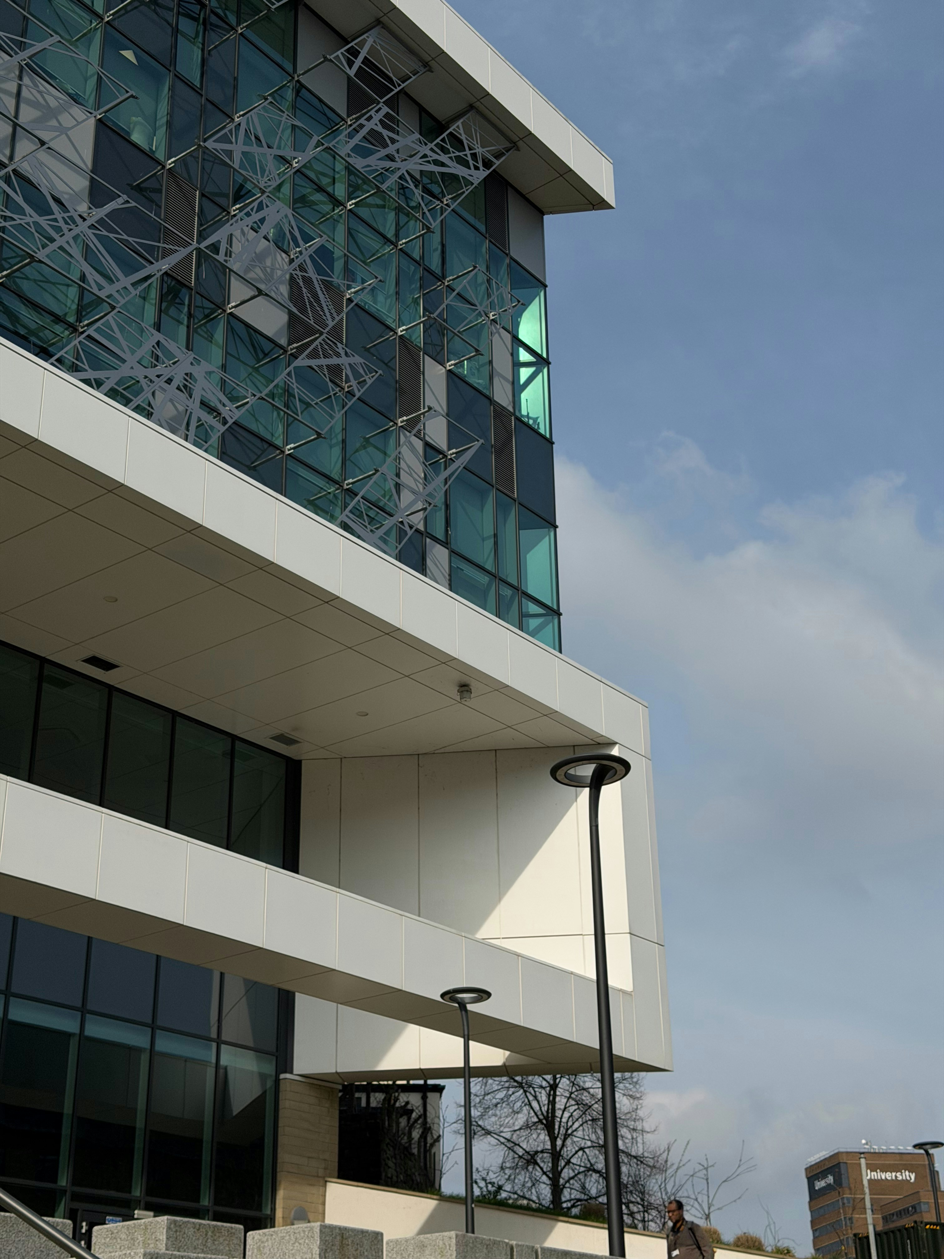 Angular Facade and Sky: Modern Architecture in Morning Light