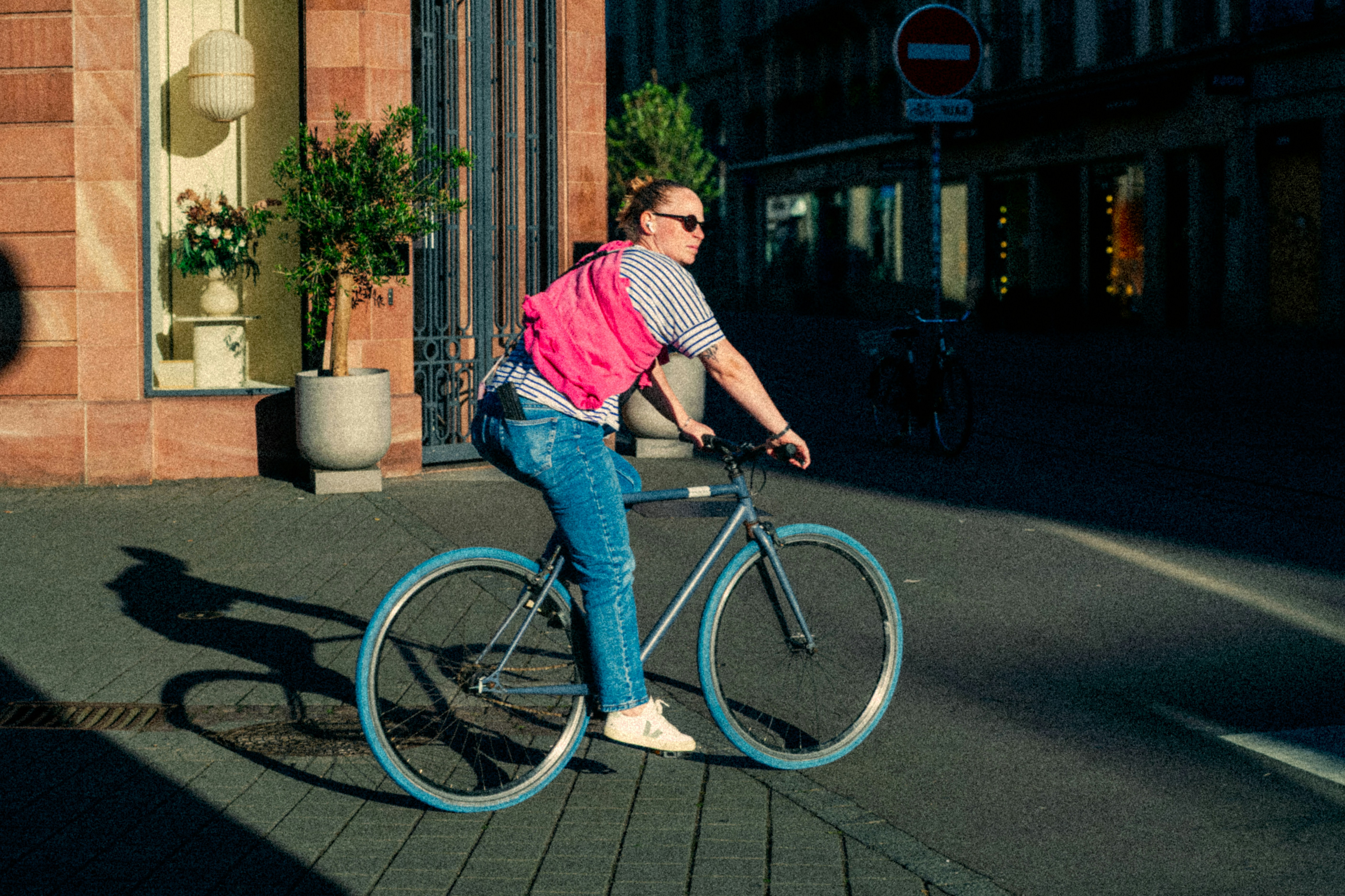 City Cyclist in Bright Contrast