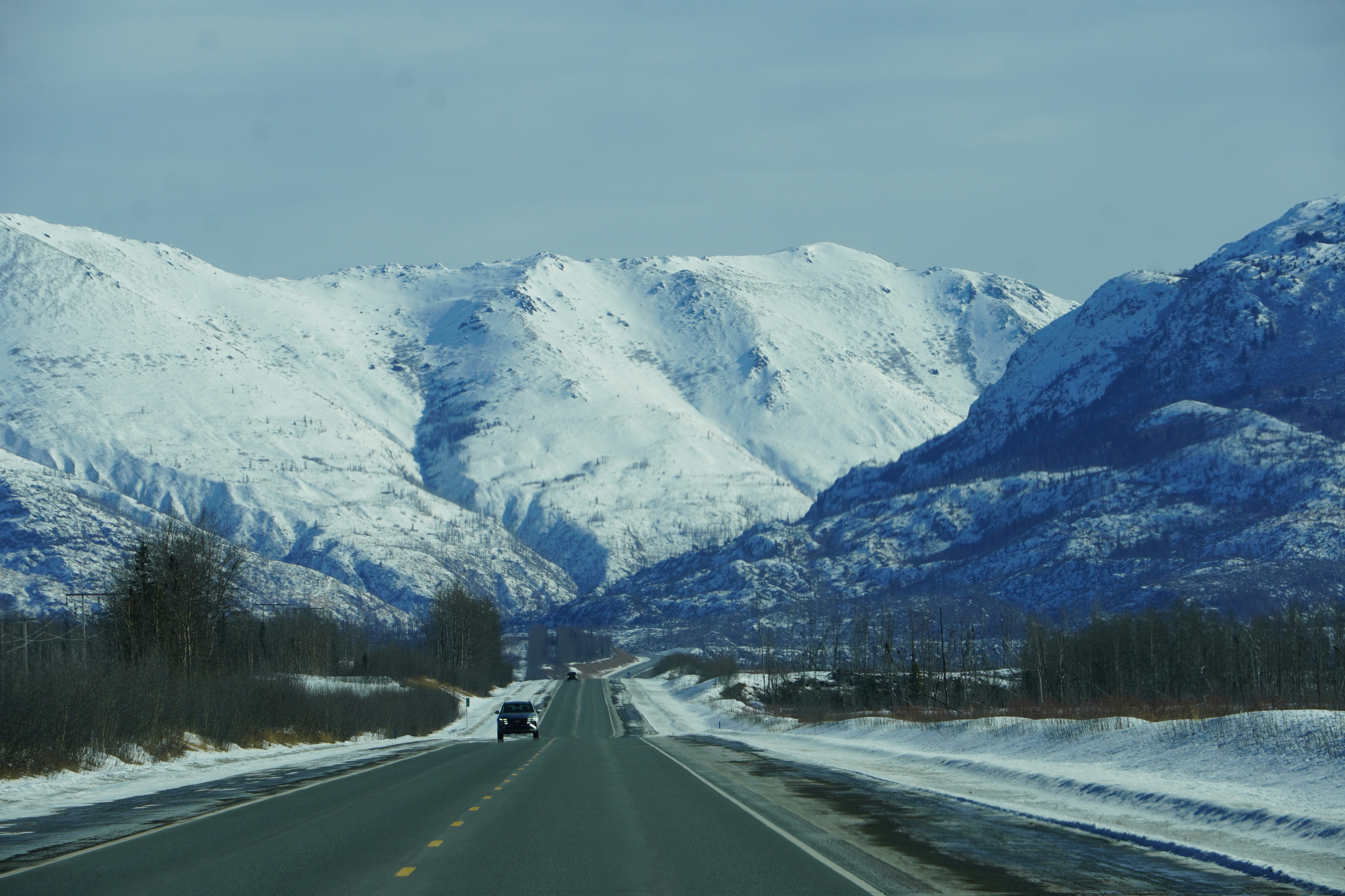 Snowbound Highway Toward The Range
