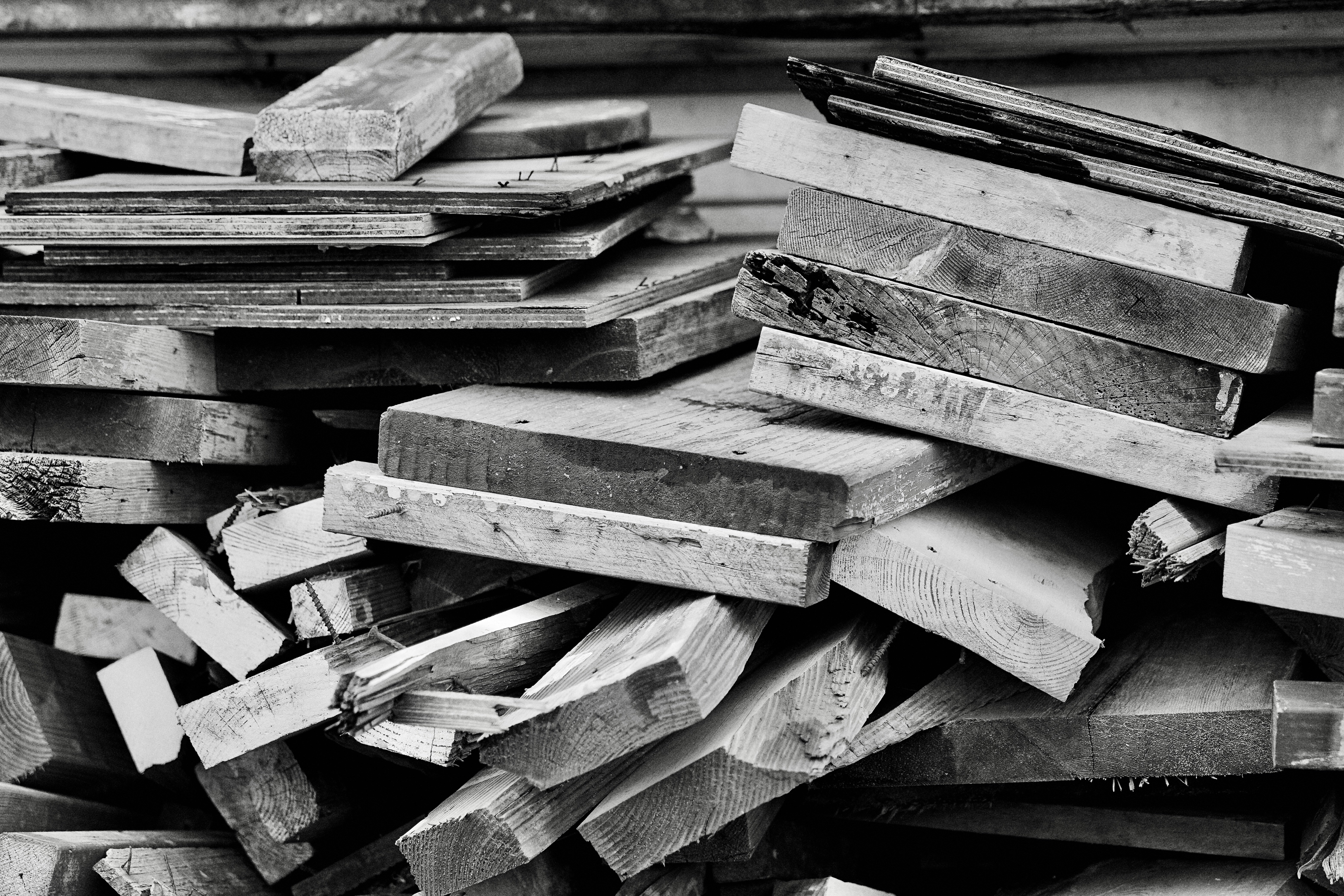 Rough Edges: Stacked Timber in Monochrome Grace