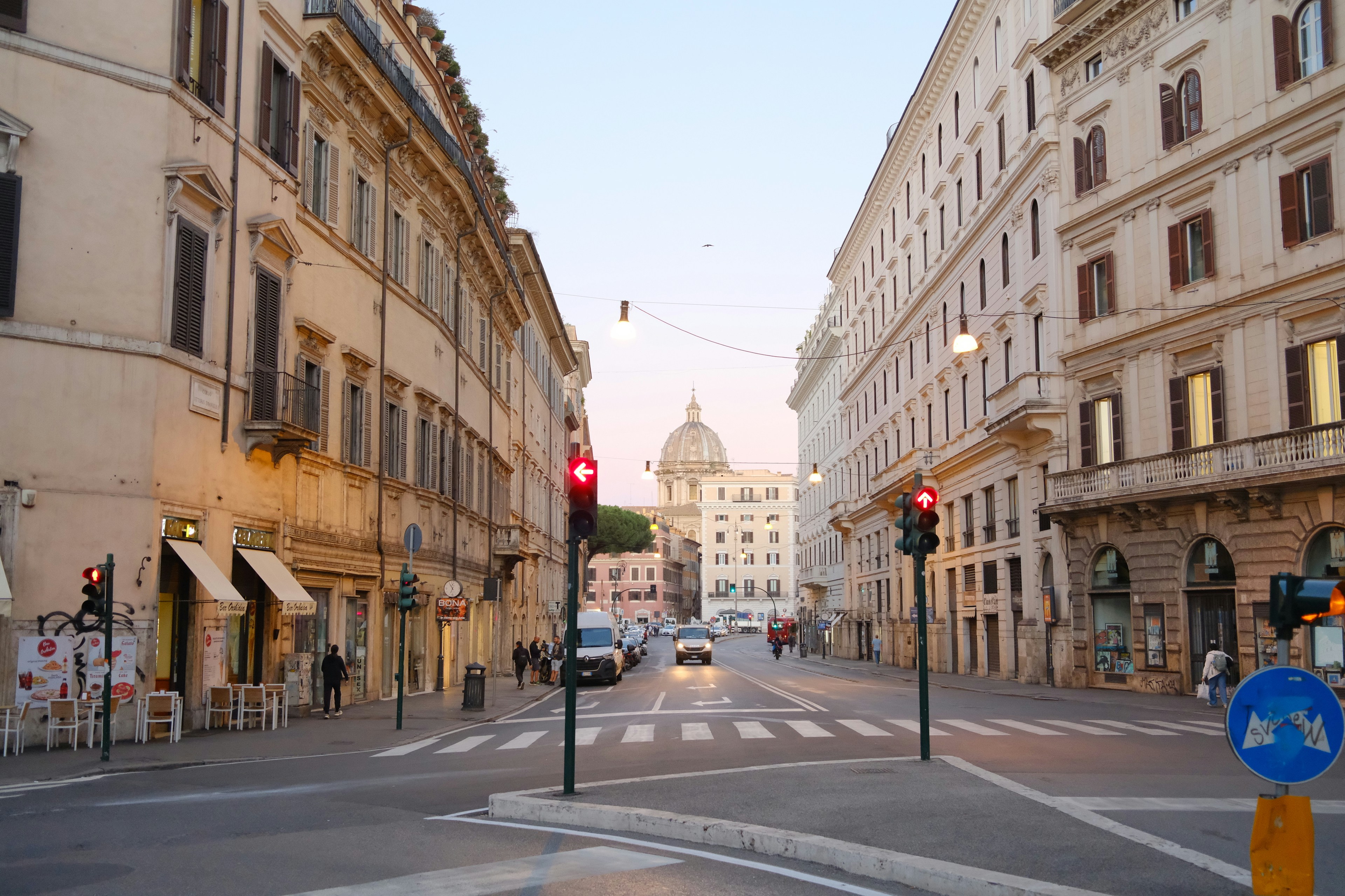 Distant Dome Amid Urban Crossroads