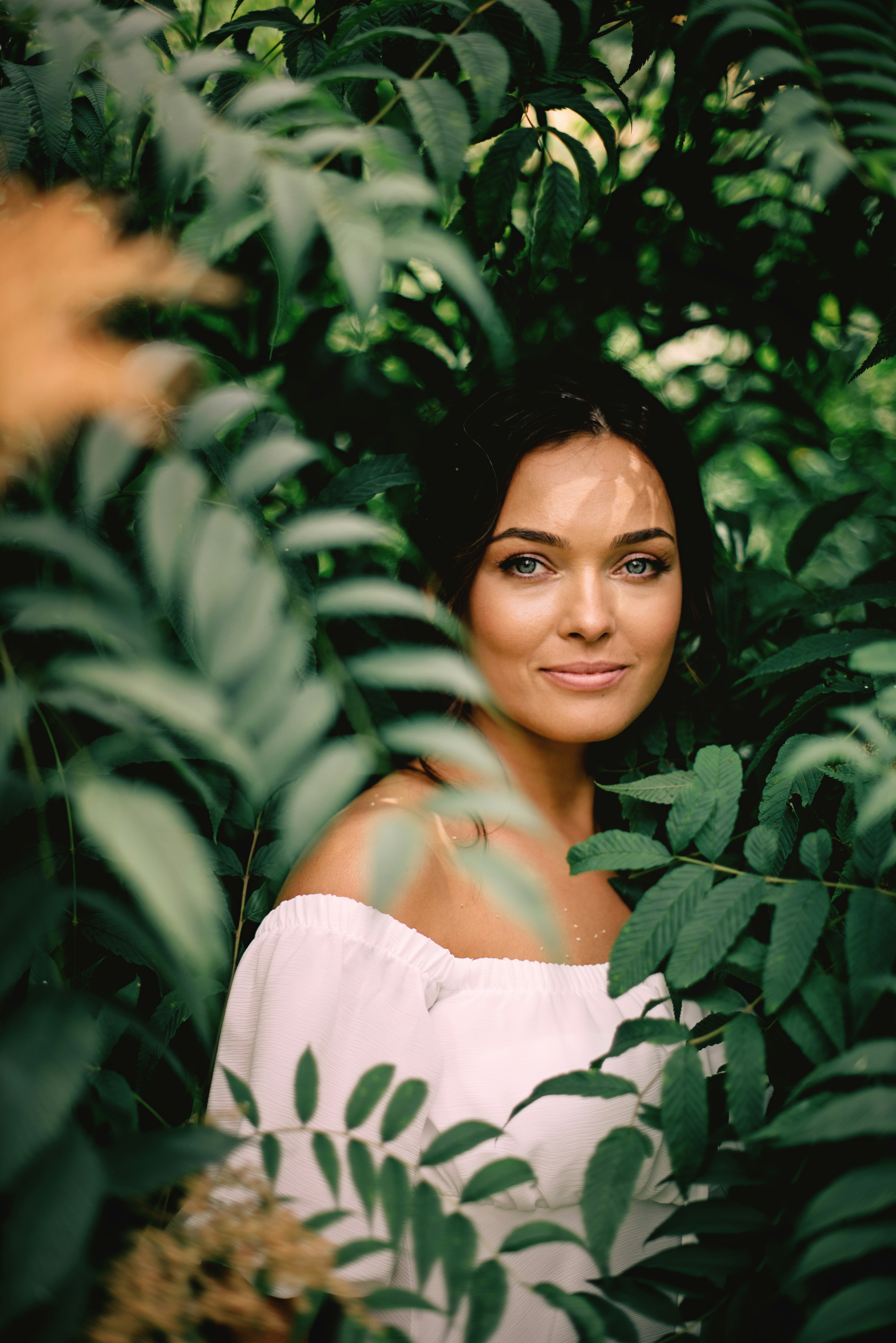 Secret Garden Portrait: The Quiet Gaze Between Leaves