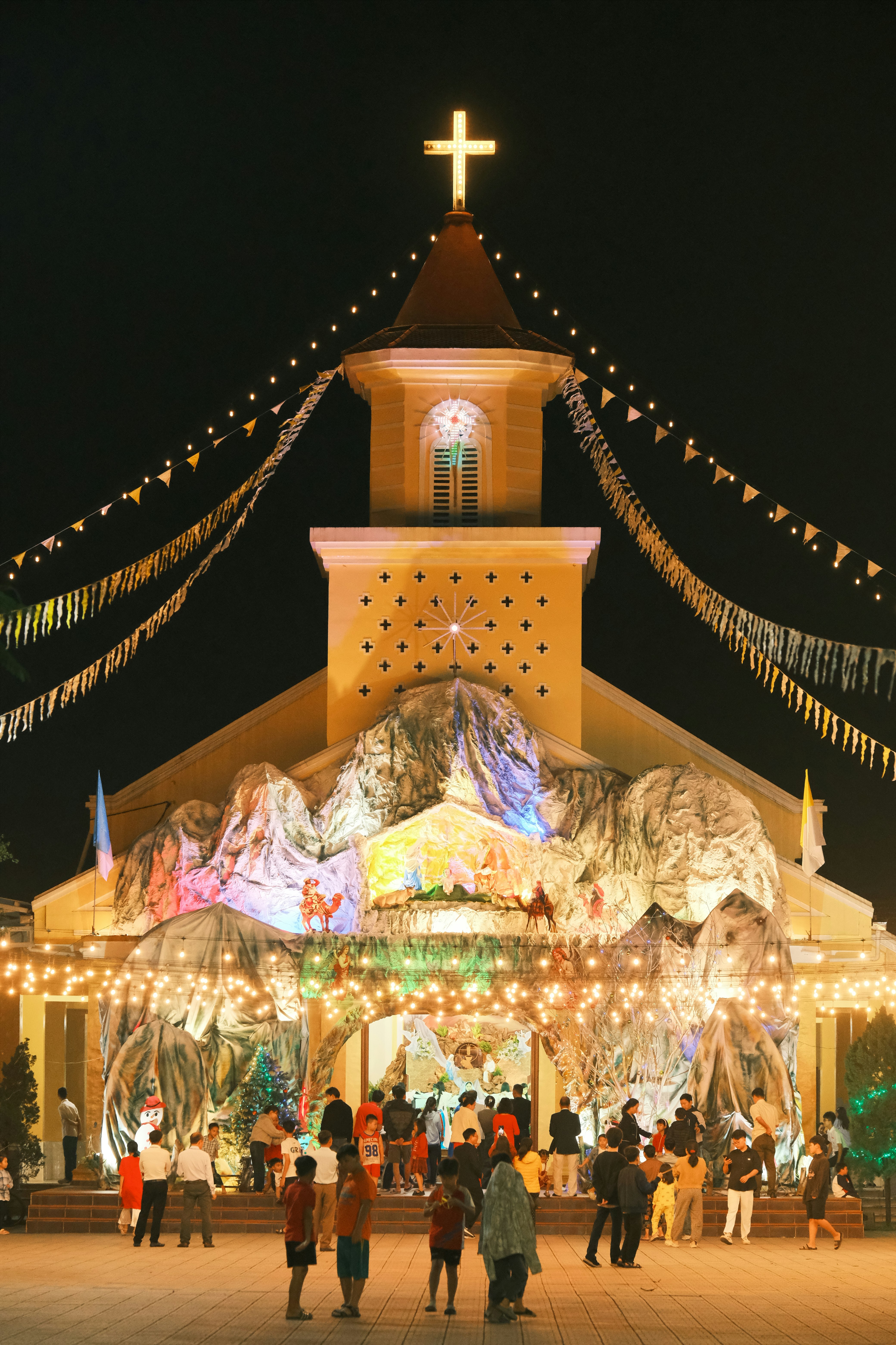 Nativity of Lights: A Night at the Church with a Painted Mountain