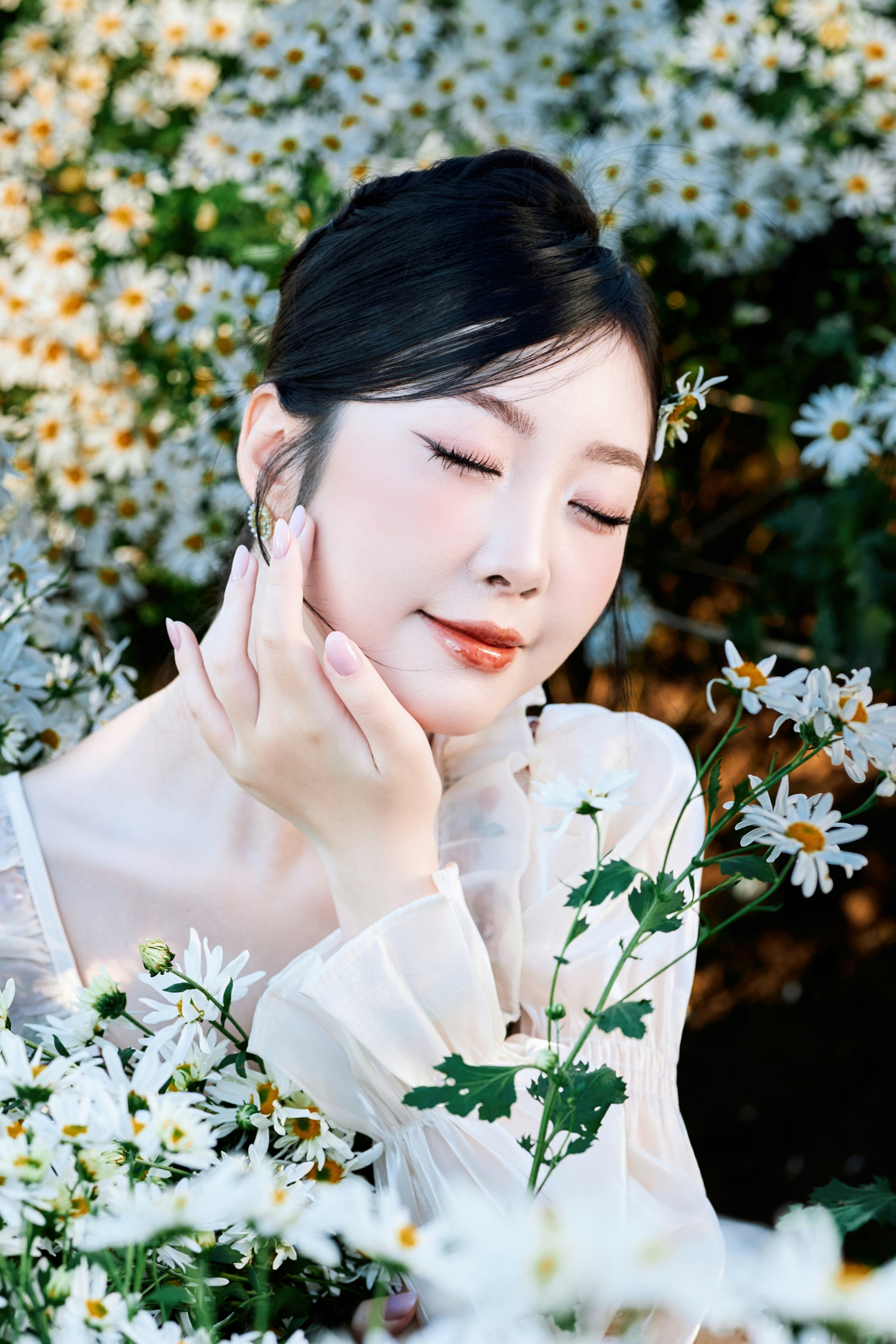 Daisy Whisper: A Tranquil Portrait Amid White Blooms