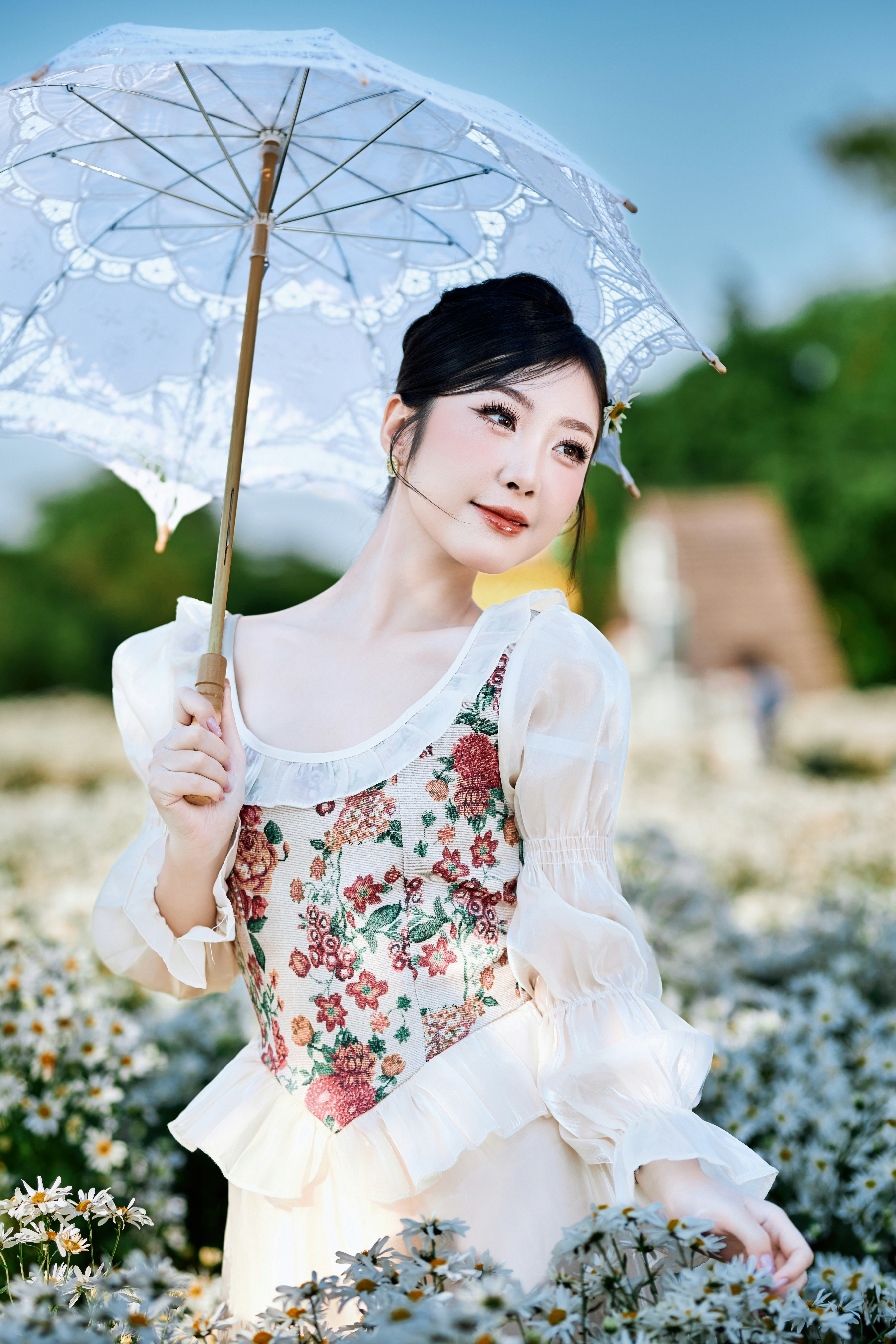 Blossoms in Lace: Portrait Under a Lace Parasol