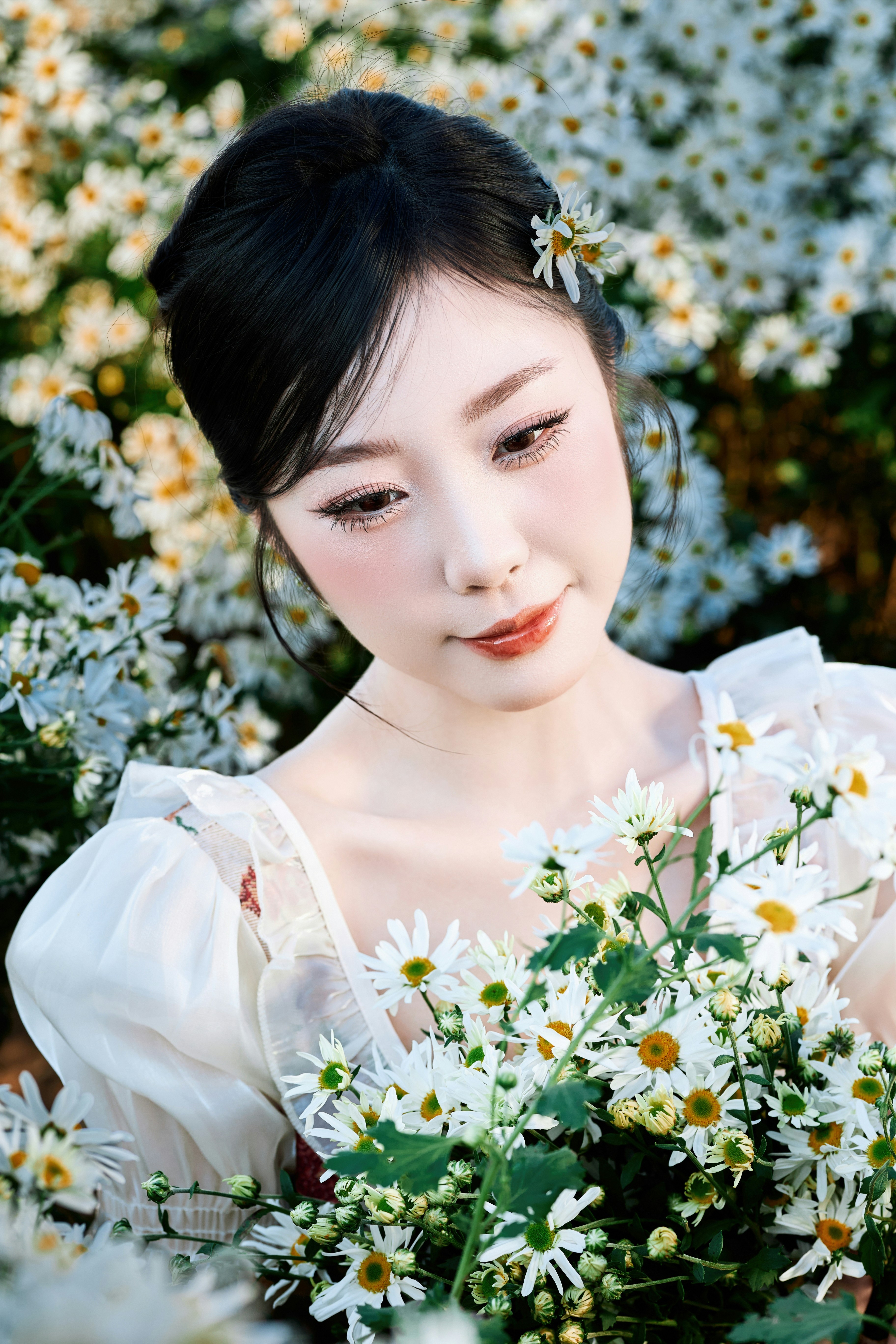 Daisy Dream: A Portrait in a Field of White and Gold