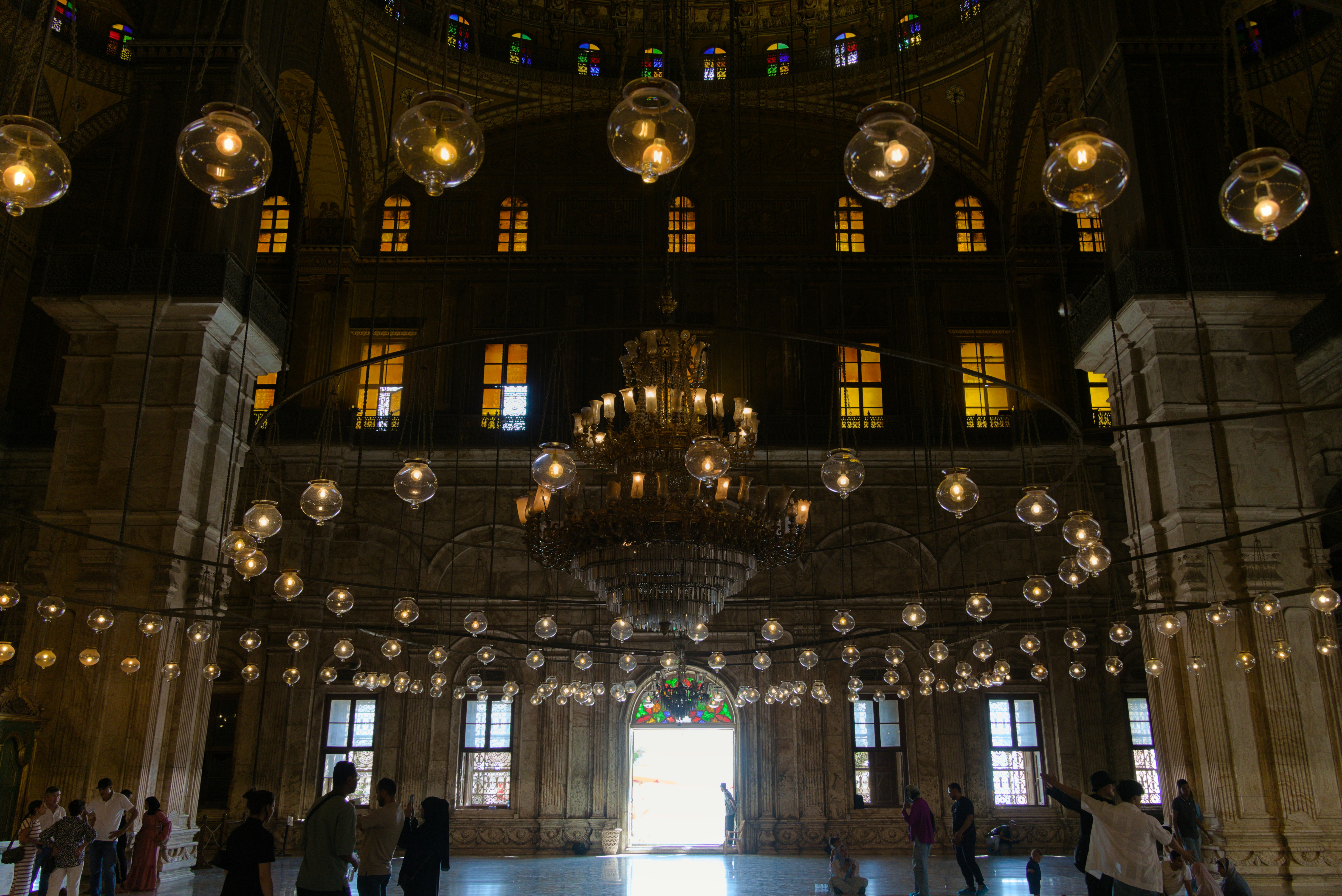 Glow Above the Grand Hall: Orbs and Arches